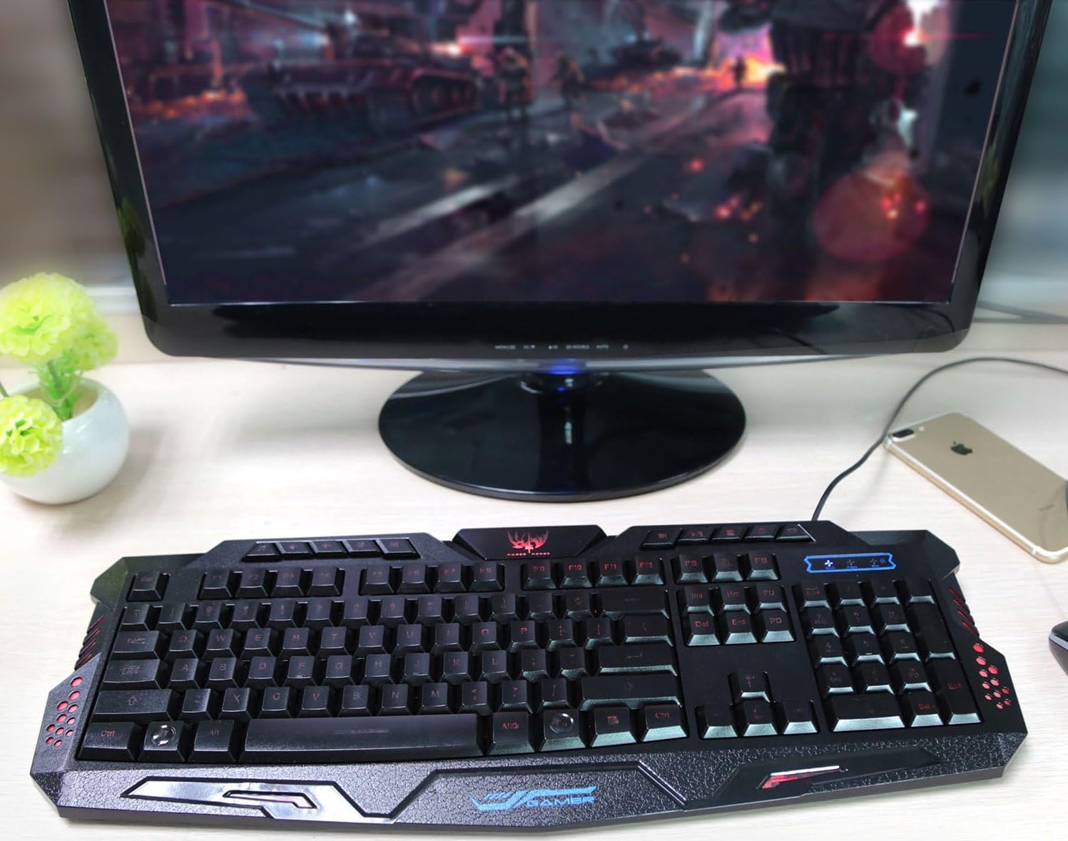 Amazon.com: GPCT [Wired LED Gaming Keyboard W/ 3 Colors Backlight! 114 ...