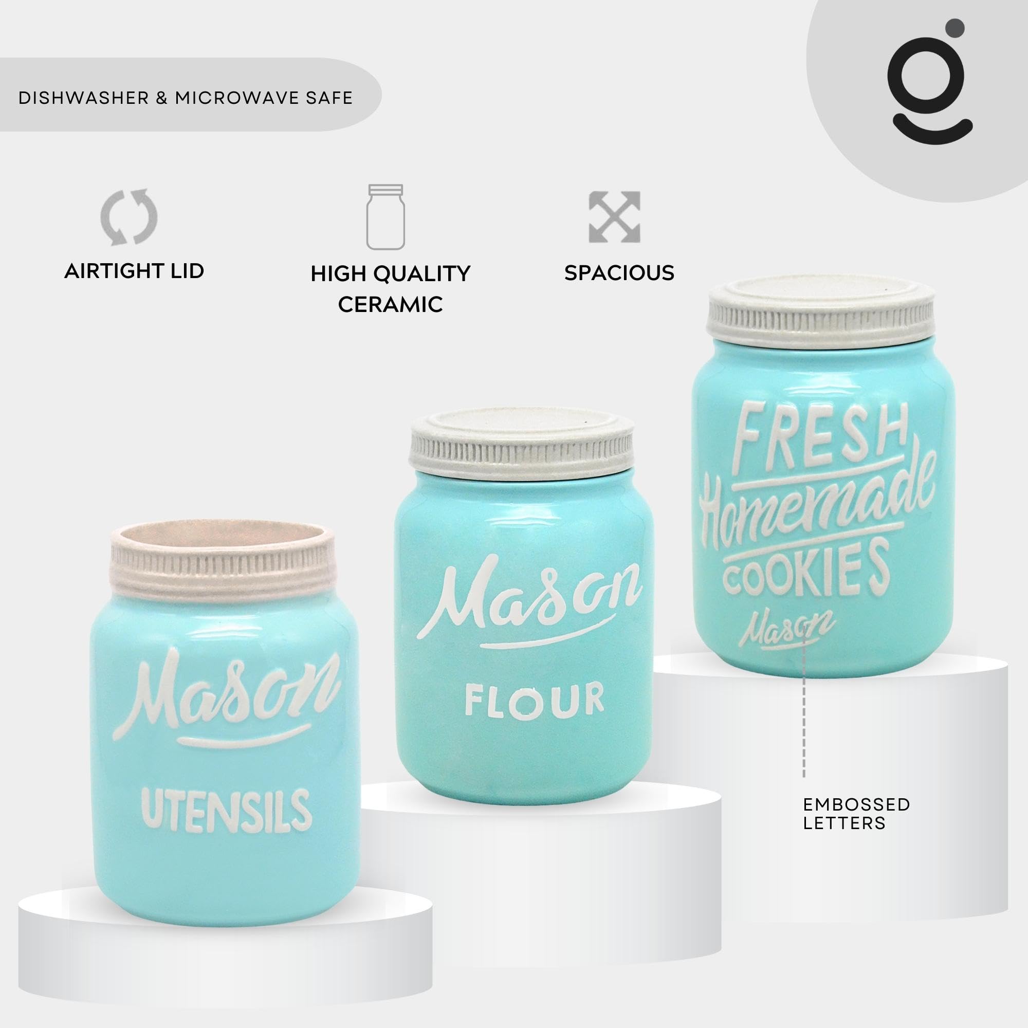 Snapklik.com : Blue Mason Jar Flour Container - Decorative Flour ...