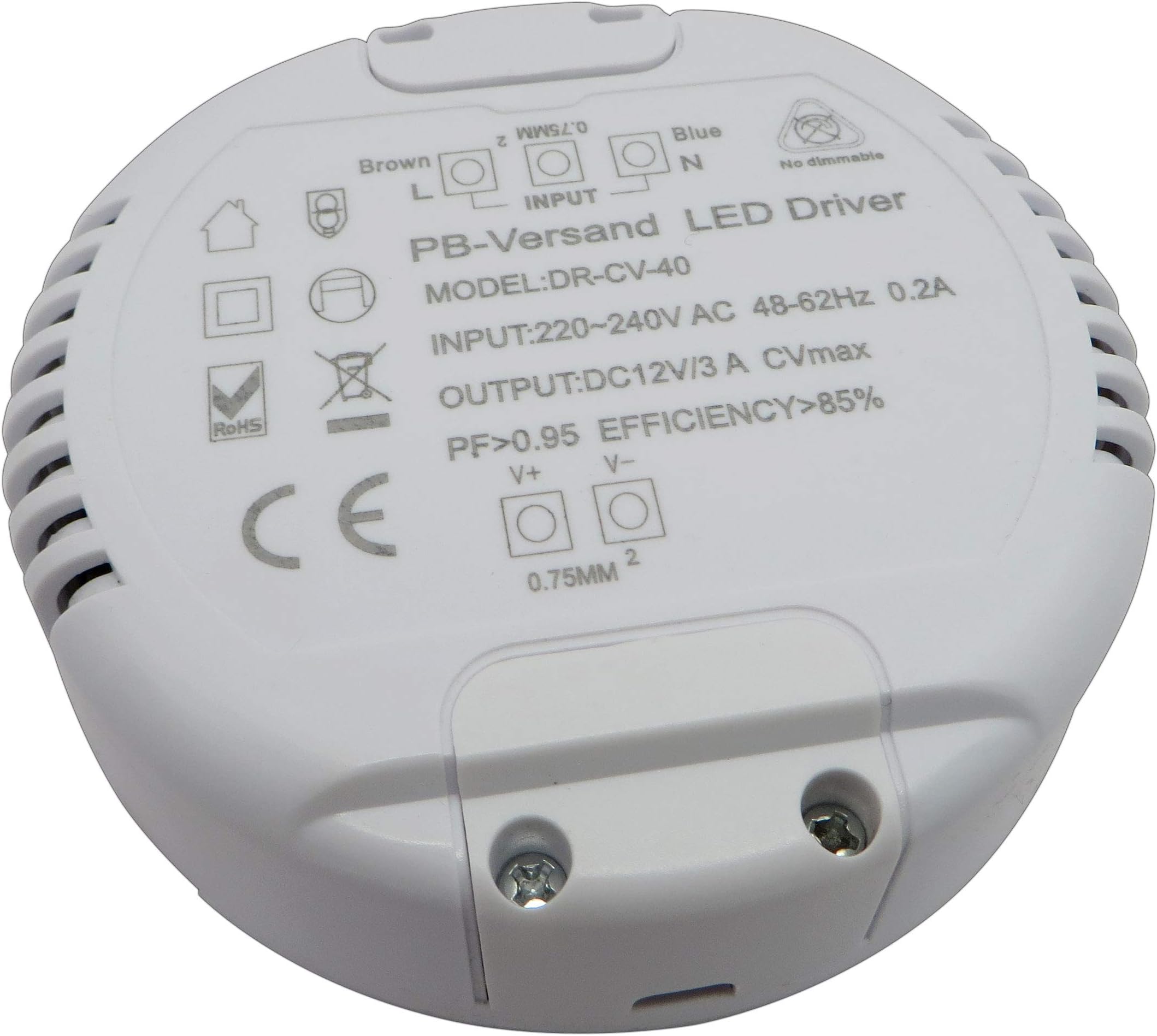 LED Trafo 12V DC 1-40 Watt (rund) Netzteil Treiber Transformator - ohne ...