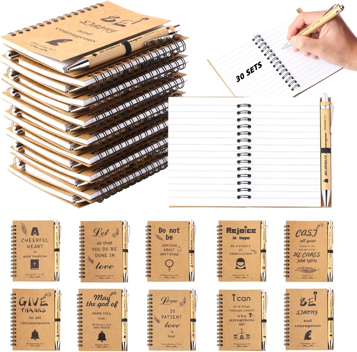 Amazon.com: 30 Sets Christian Gifts Bulk Spiral Notebooks with Bible ...
