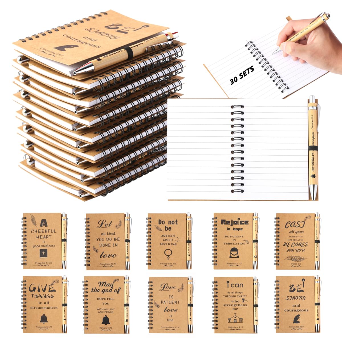 Amazon.com: 30 Sets Christian Gifts Bulk Spiral Notebooks with Bible ...