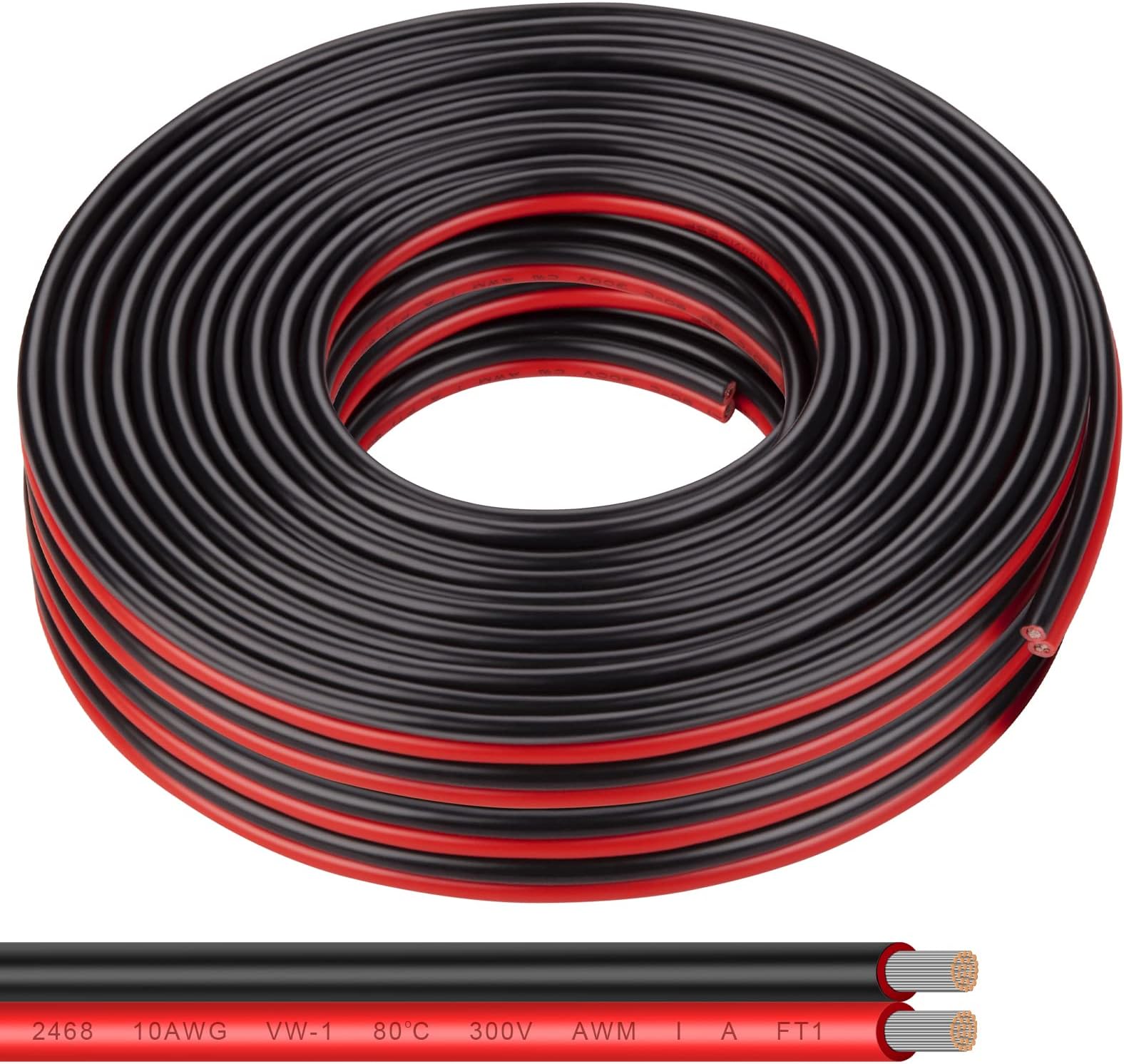 Amazon.com: 10AWG Solar Panel Extension Cable 100 Ft Black and 100 Feet ...