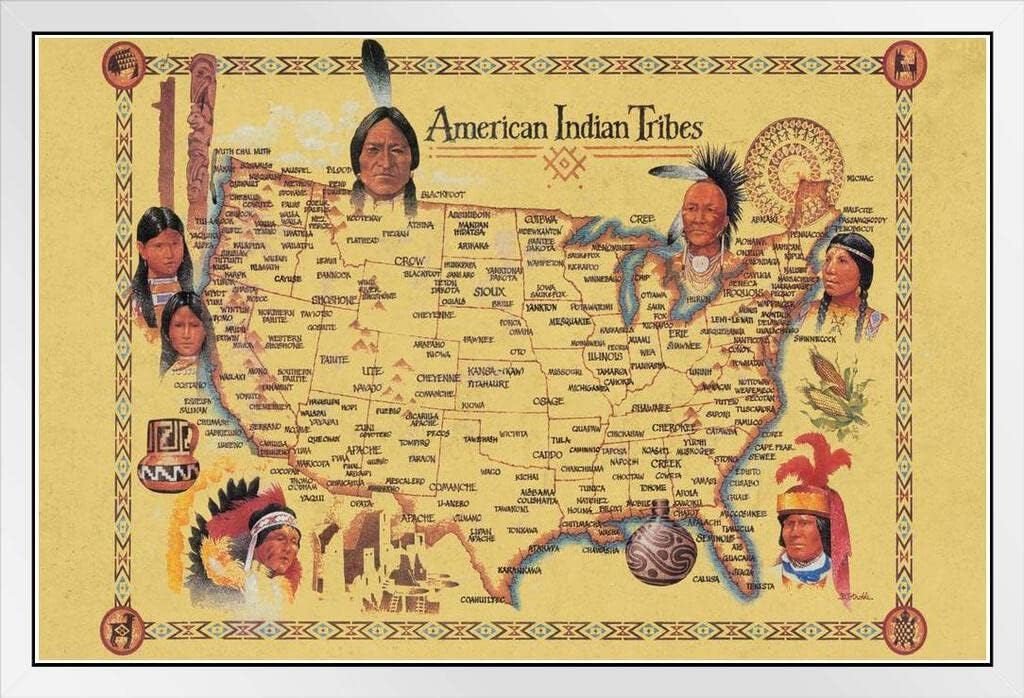 Amazon.com: Native American Art Decor Tribes Map Posters Wall Art ...