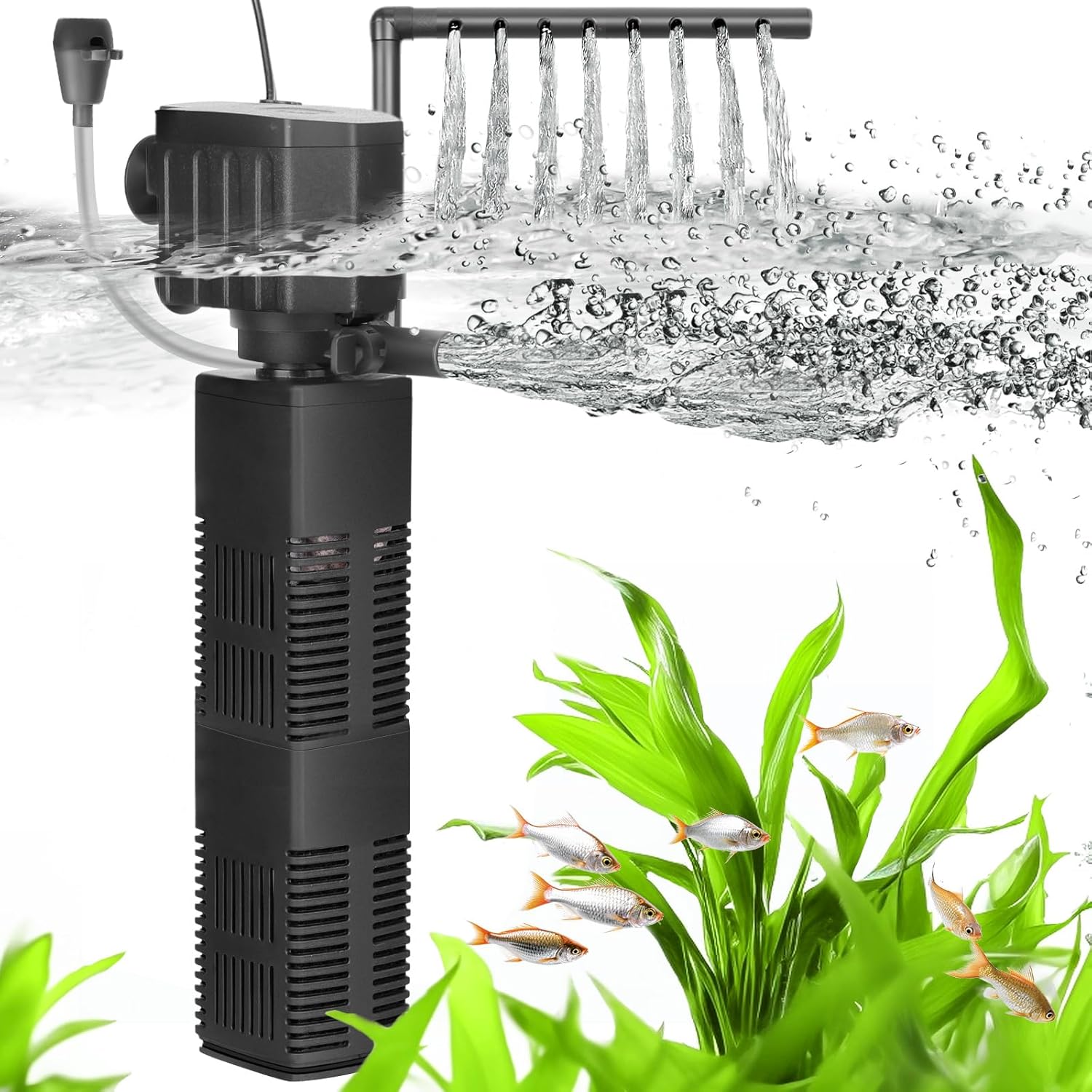 Amazon.com : AQQA Aquarium Filter,4-in-1 Submersible Fish Tank Internal ...