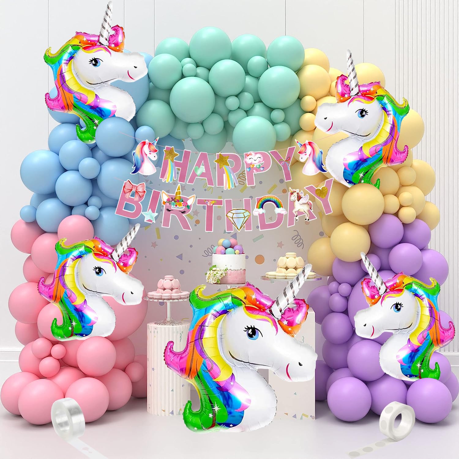 Rozi Decoration Happy Birthday Decorations Items Unicorn Theme Set of ...
