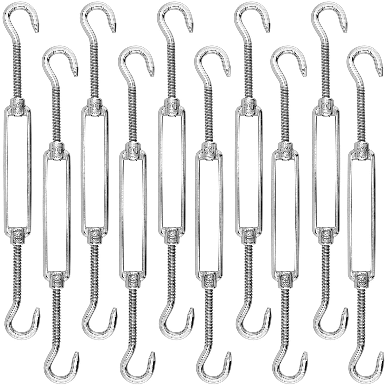 FUNSUEI 10 PCS M6 304 Stainless Steel Turnbuckle, Cable Tensioner ...
