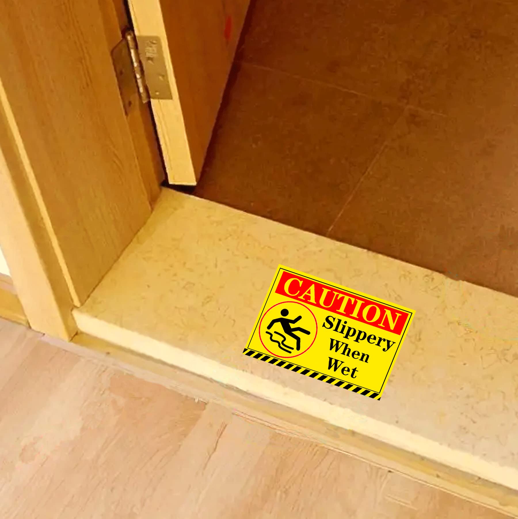 Caution Floor Slippery When Wet Sign Decals 5 x 8 Inch Vinyl Slippery ...