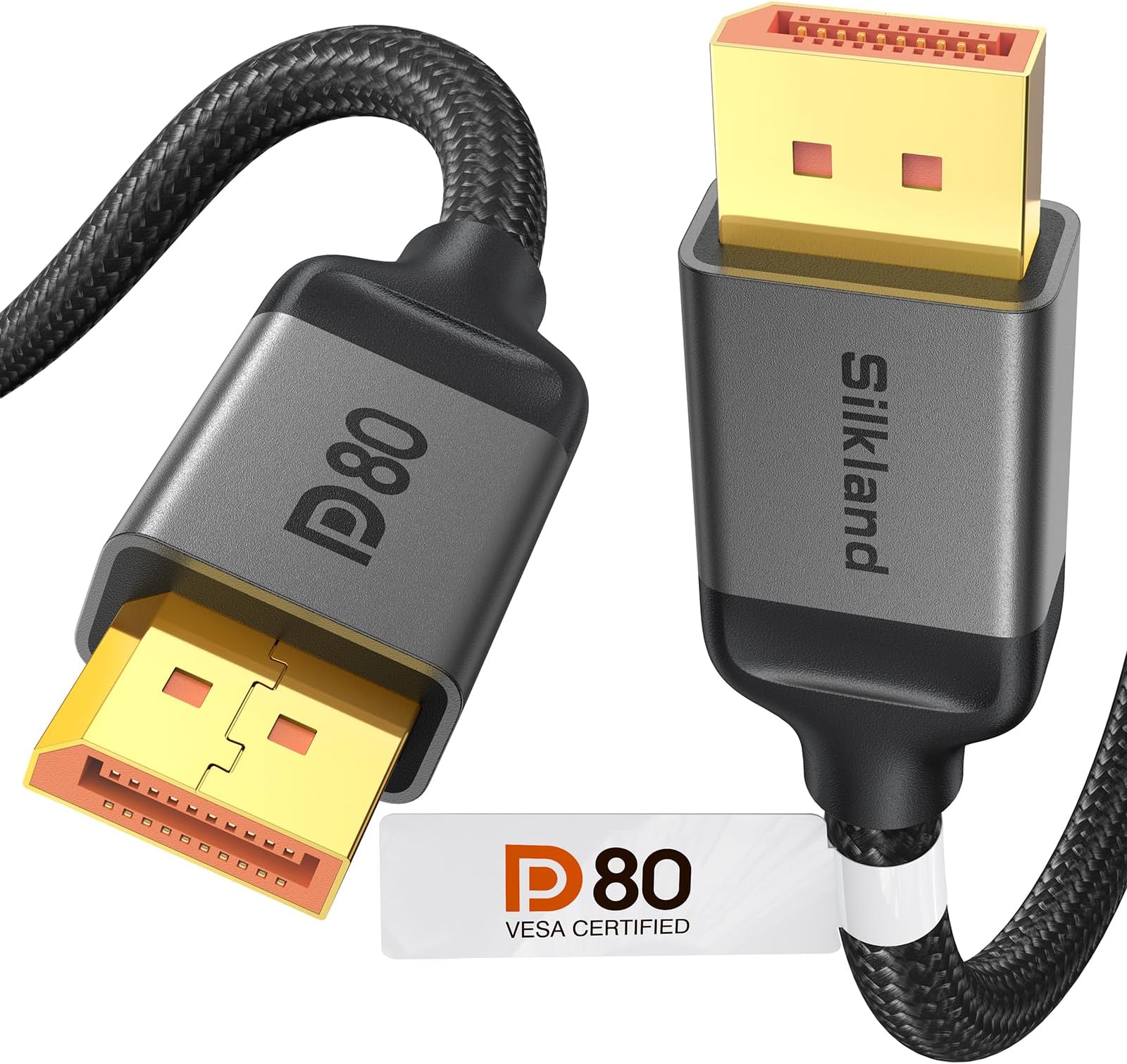 Silkland 80Gbps DisplayPort Cable 2.1 [VESA Certified], [8K@240Hz, 4K ...