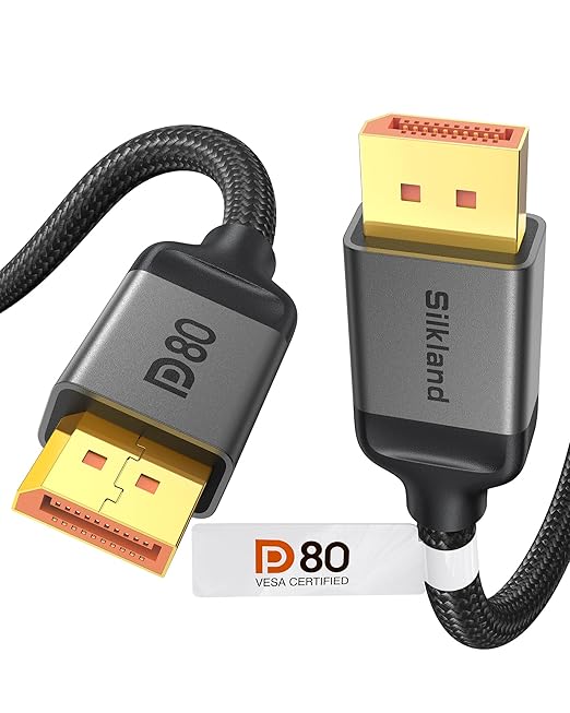 Amazon.com: Silkland 80Gbps Short DisplayPort 2.1 Cable 1.6FT [VESA ...