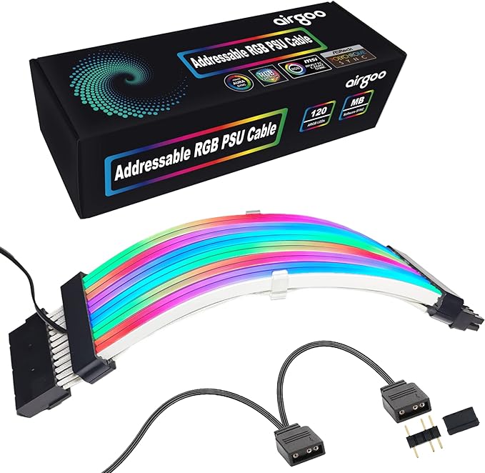 Amazon.com: Airgoo Addressable RGB Power Extension Cable, 24 Pin ATX ...