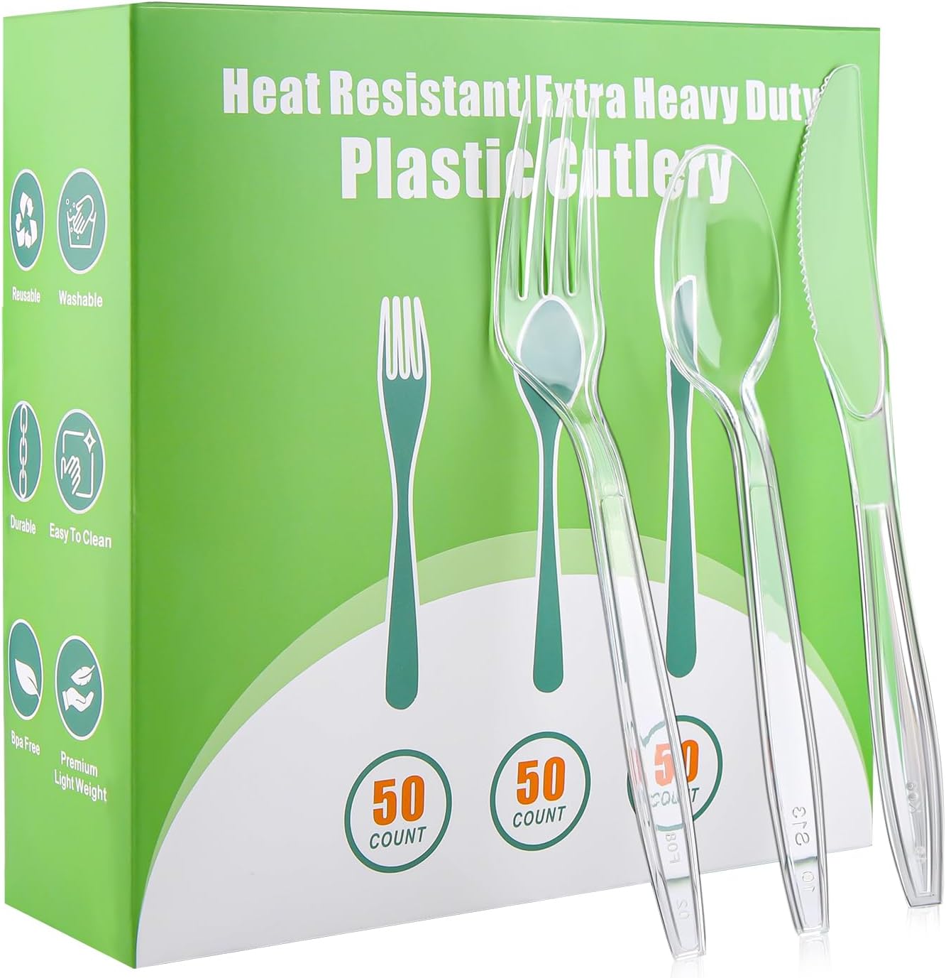 Amazon.com: Irekamons Plastic Silverware Set, 30-Piece Disposable ...