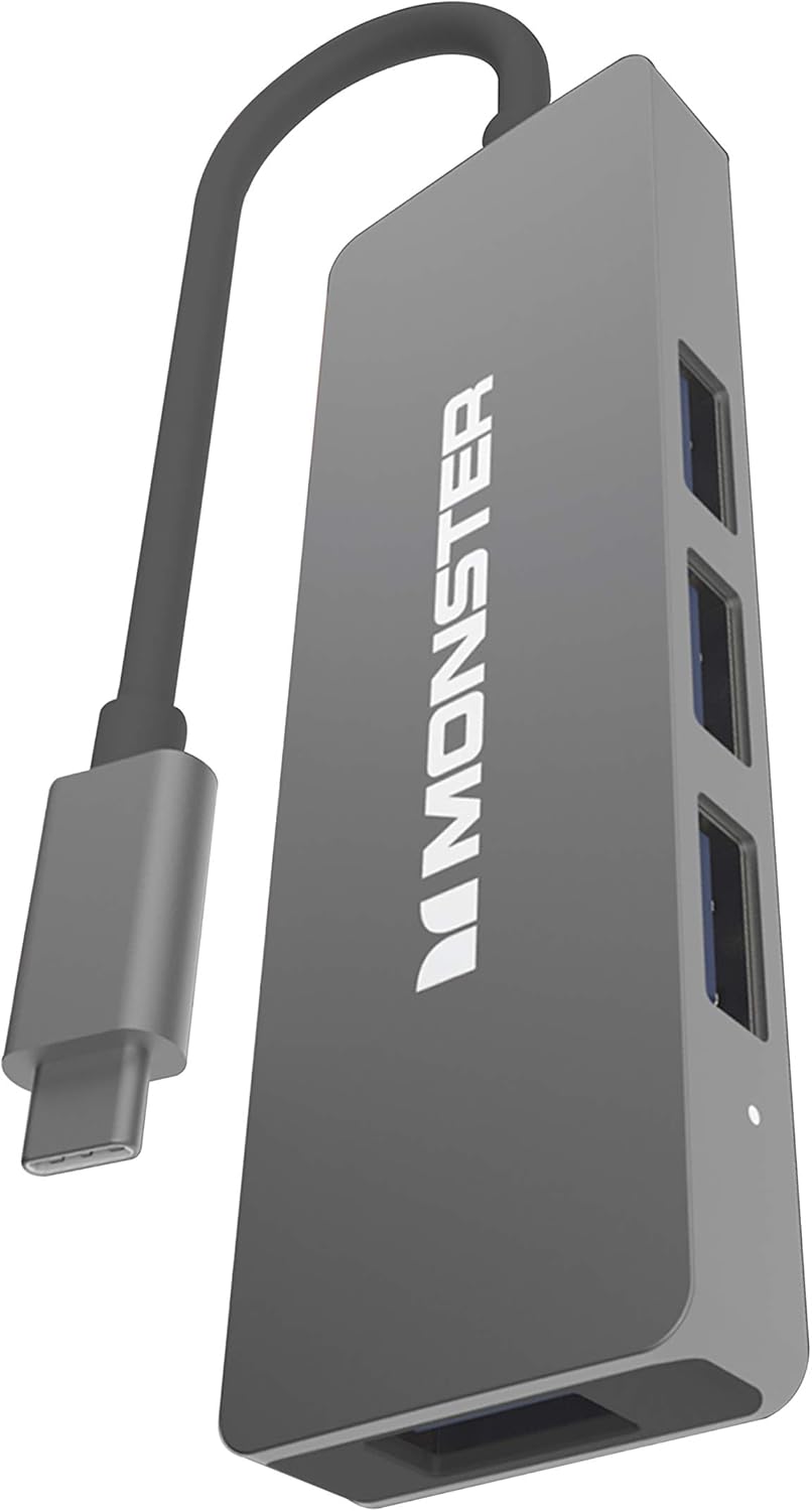Amazon.com: Monster USB-C 4-Port Hub - USB Type-C to 4 USB 3.0 ...