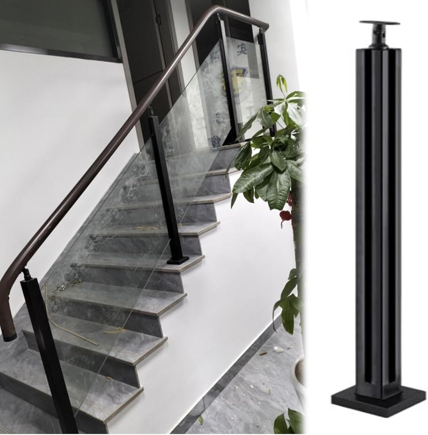 Glass Railing Post for Indoor Stair/Outdoor Steps, Stainless Steel Deck ...