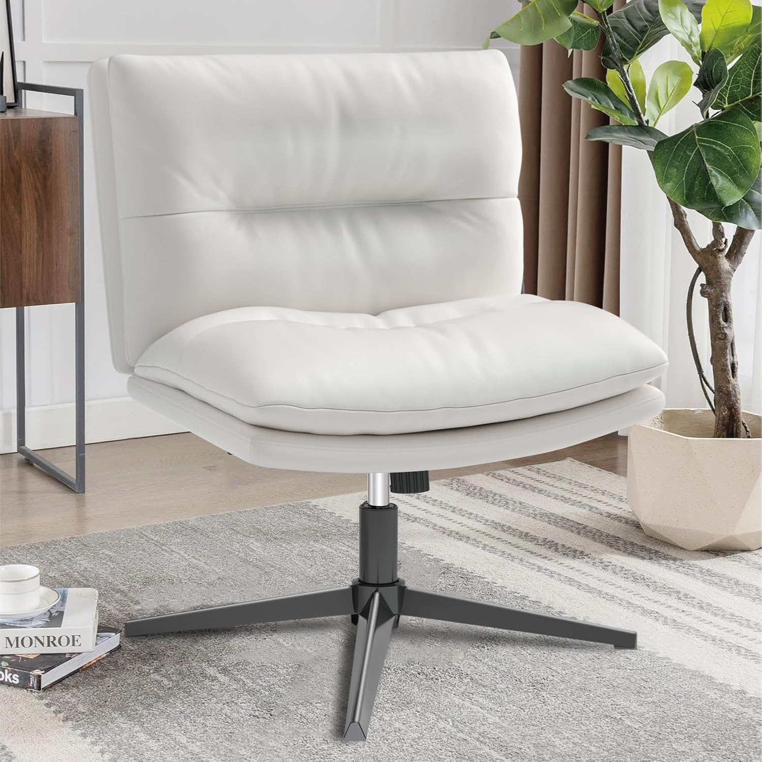 Amazon.com: Mid-Back Criss Cross Chair: Armless Thick Padded Home ...