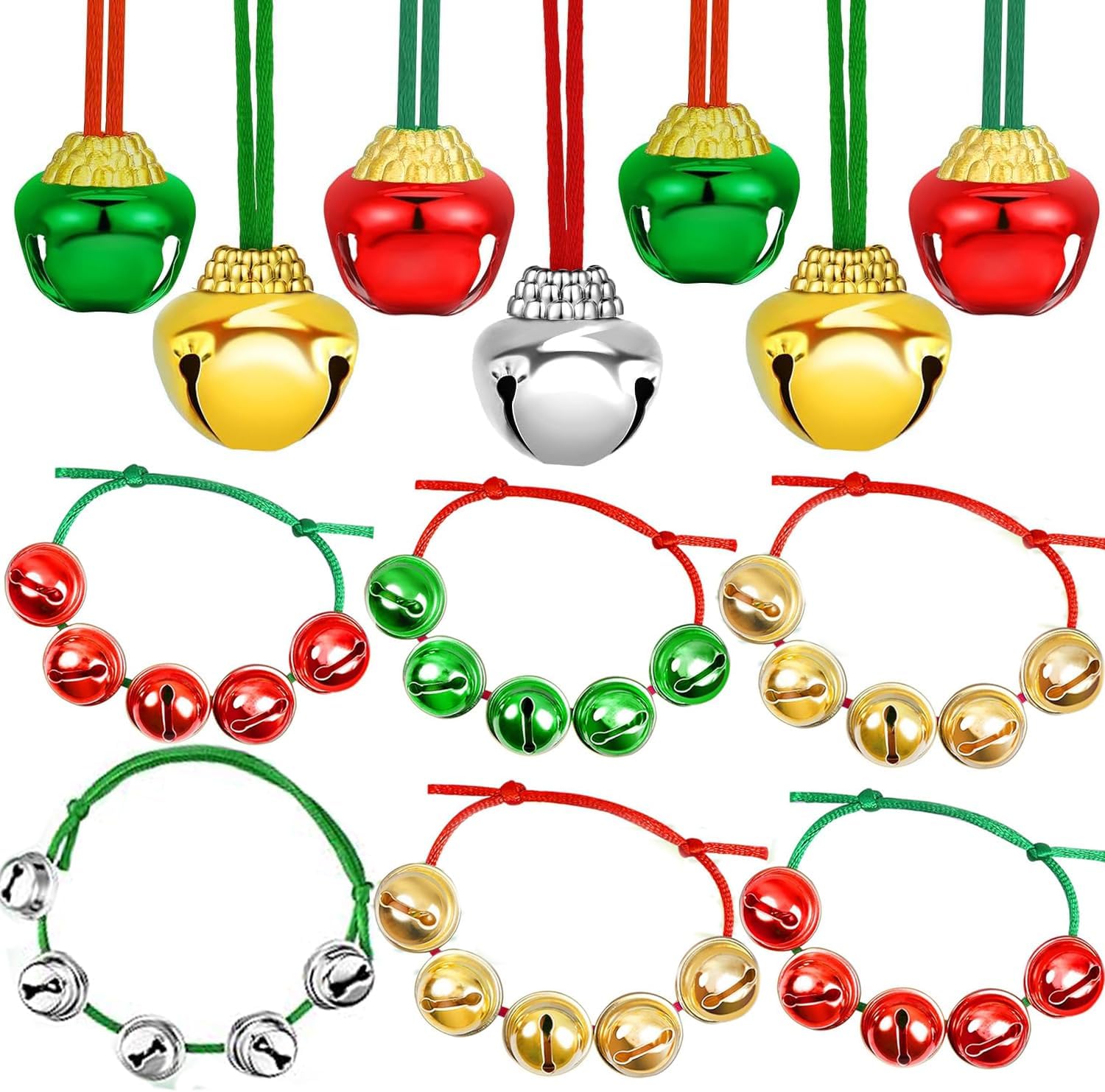 Amazon.com: Yssreey 24 Pack Christmas Bell Necklaces and Bracelet Set ...