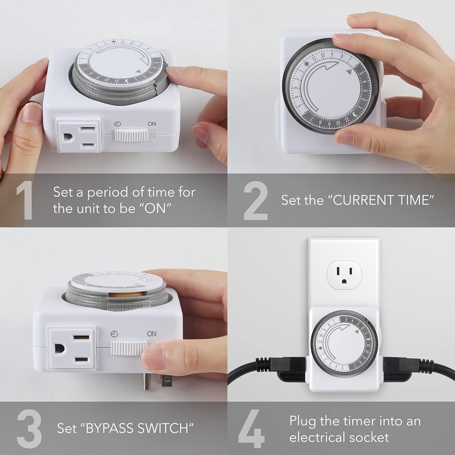 Buy HBN Indoor Timer-24 Hour Plug-in Mechanical Indoor Mini Timer with ...