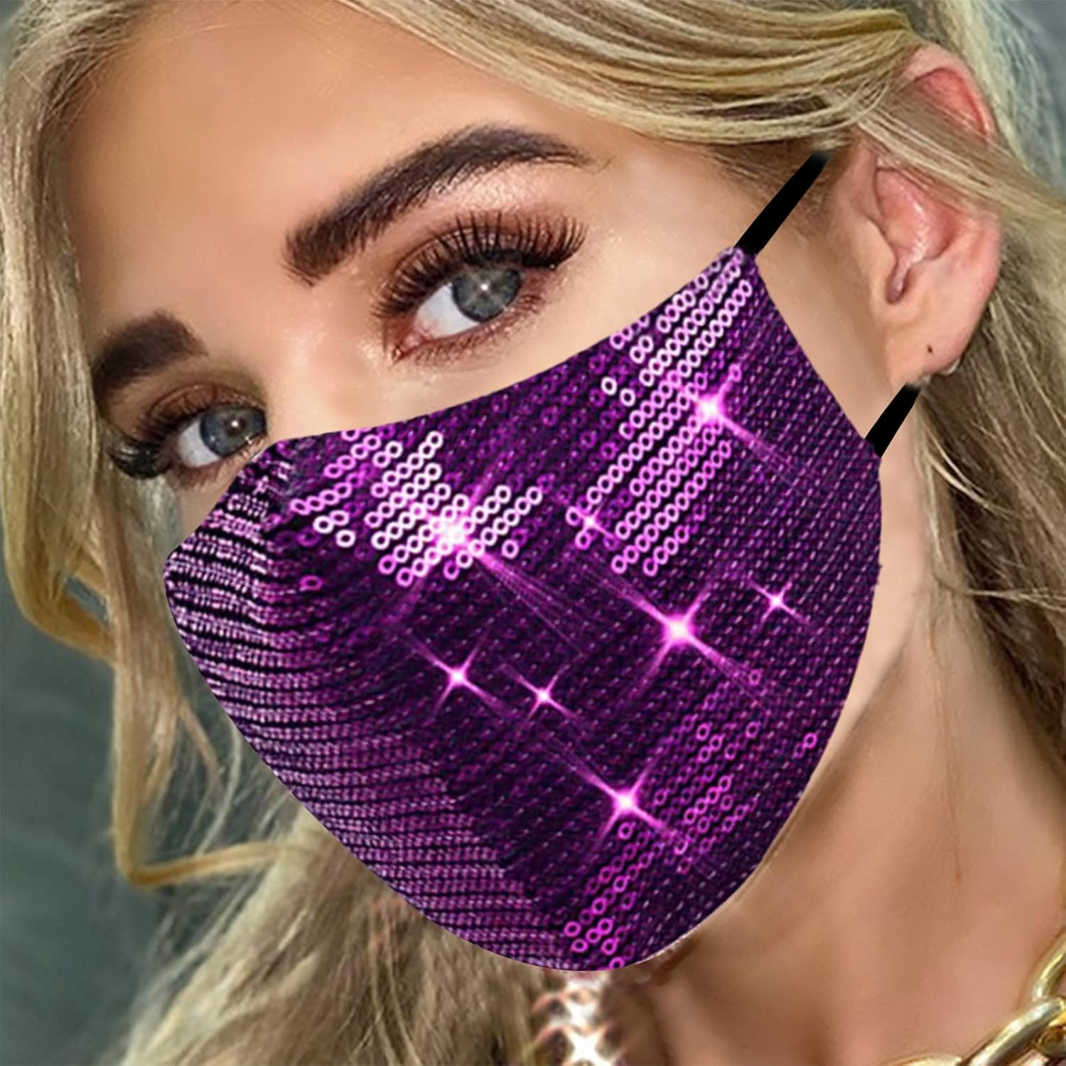 Amazon.com: Sparkly Sequins Mouth Masc Fashion Designer Glitter Cotton ...