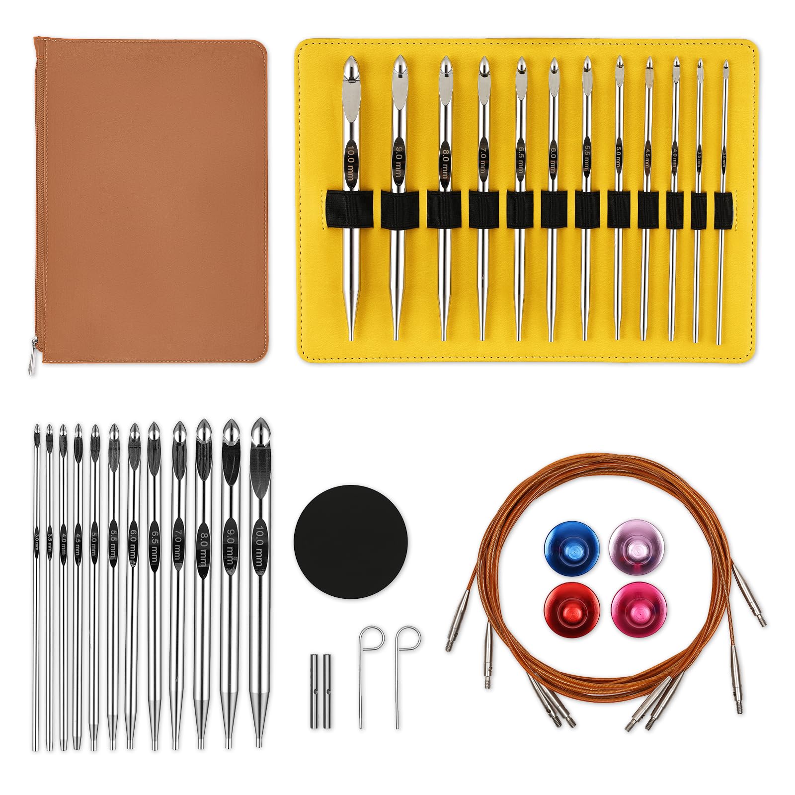 Amazon.com: Tunisian Crochet Hooks Set with Cable 6-Inch Aluminum ...