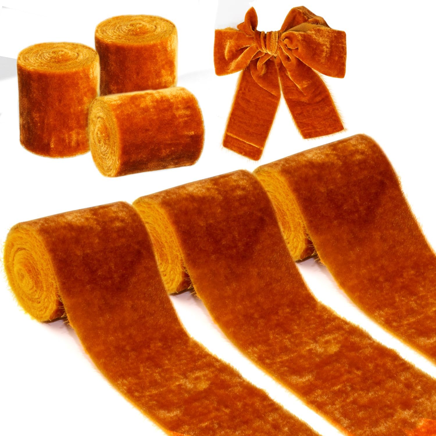 Amazon.com: Mlurcu Silk Velvet Ribbon 2 Inch 3Yds Handmade Frayed ...