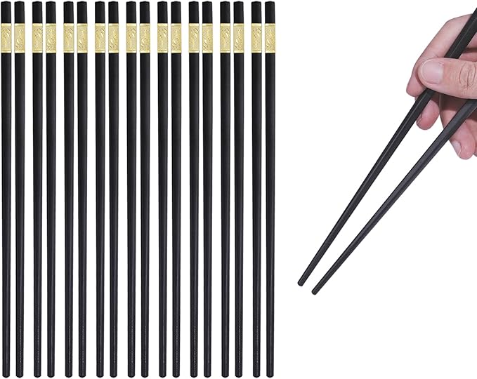 Amazon.com: LNAUJS 10 Pairs Fiberglass Chopsticks, Black, Reusable Non ...
