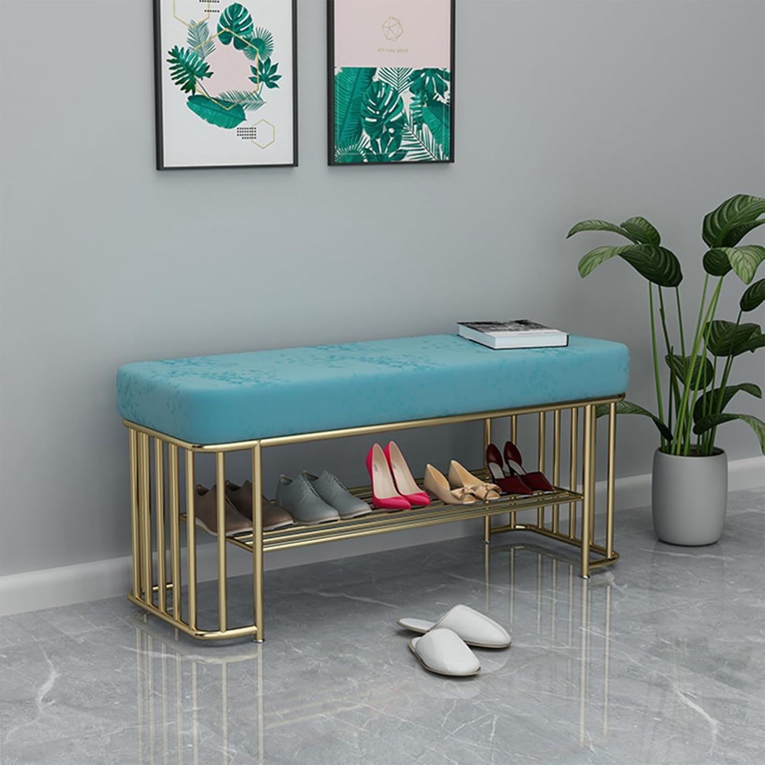 Amazon.com: JEXUUD Shoe Bench, Sit-Down Upholstered Cushion Shoe Rack ...
