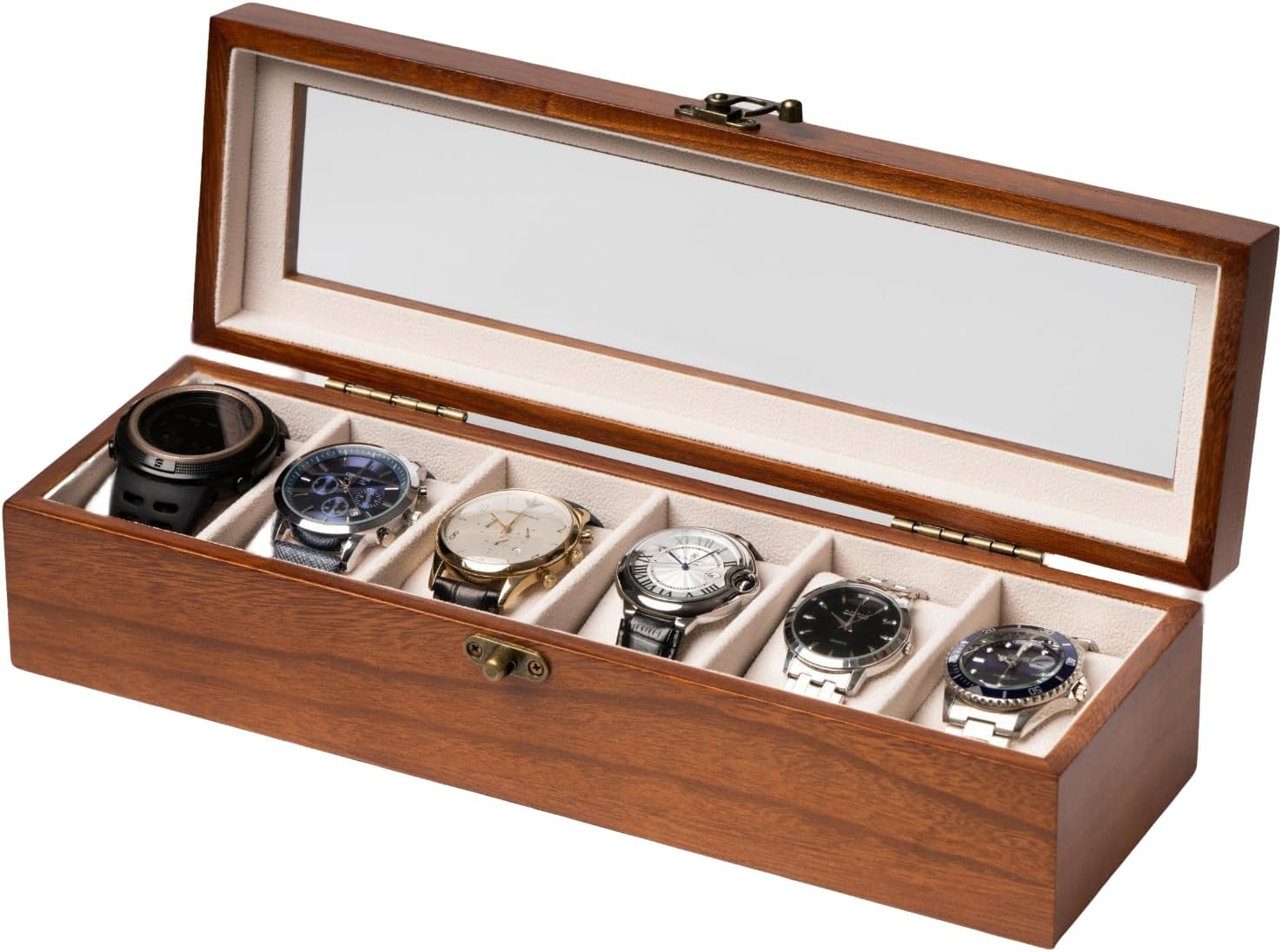 Amazon.com: Vockow Wooden Watch Storage Box - 5 Slot Watch Display Case ...