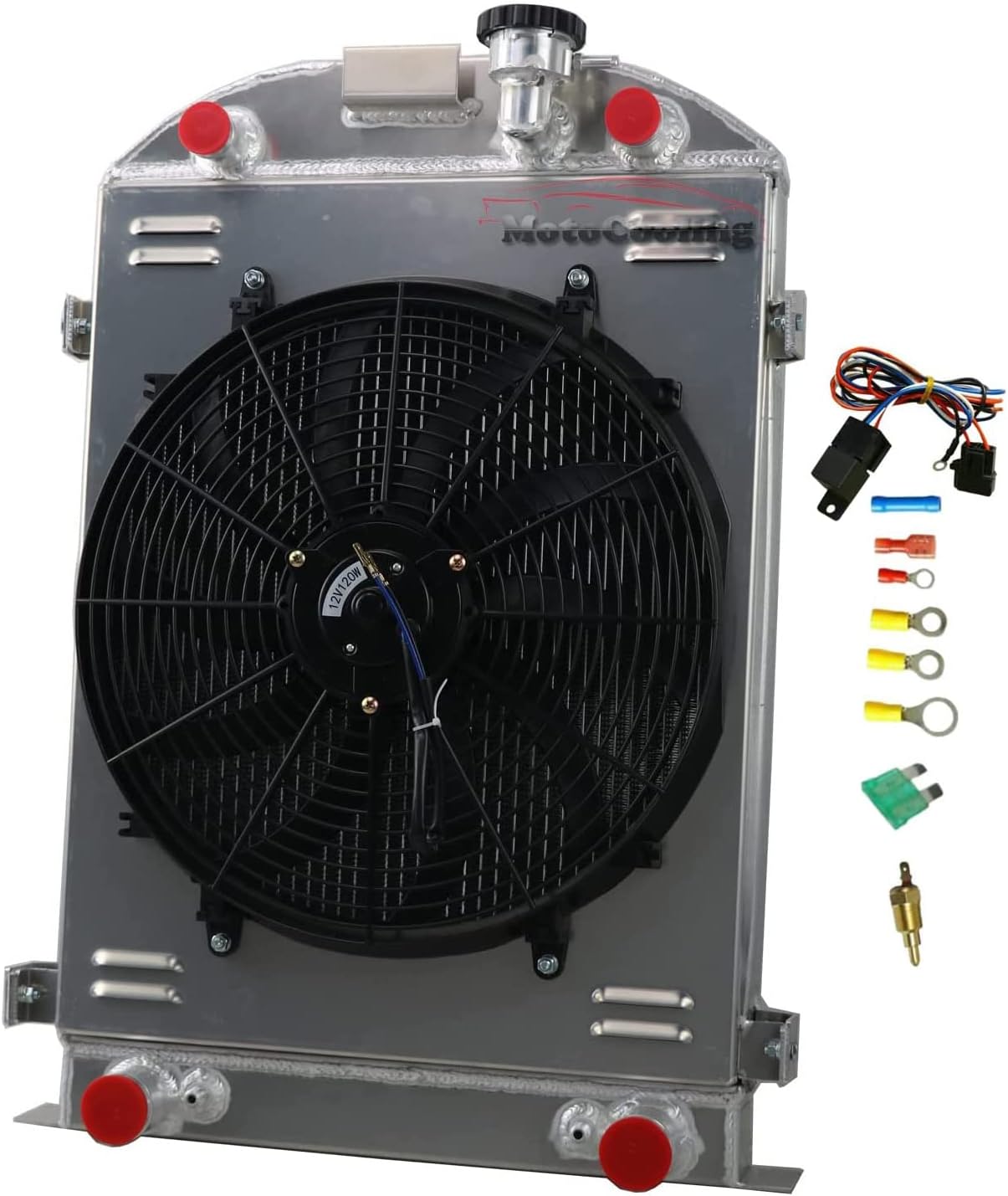 Amazon.com: 62MM 4 ROW ALUMINUM RADIATOR WITH ELECTRIC FAN SHROUD ...