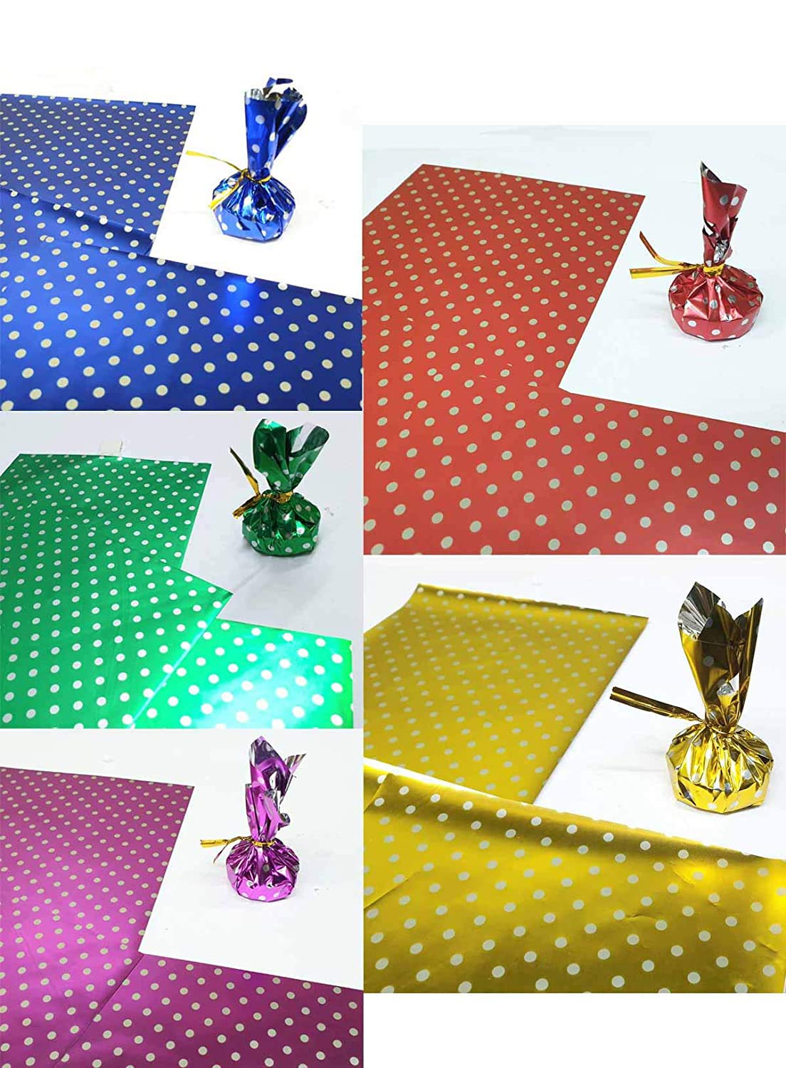 Cake Decor Dotted Metallic Plastic Chocolate Wrapper, Multicolour ...