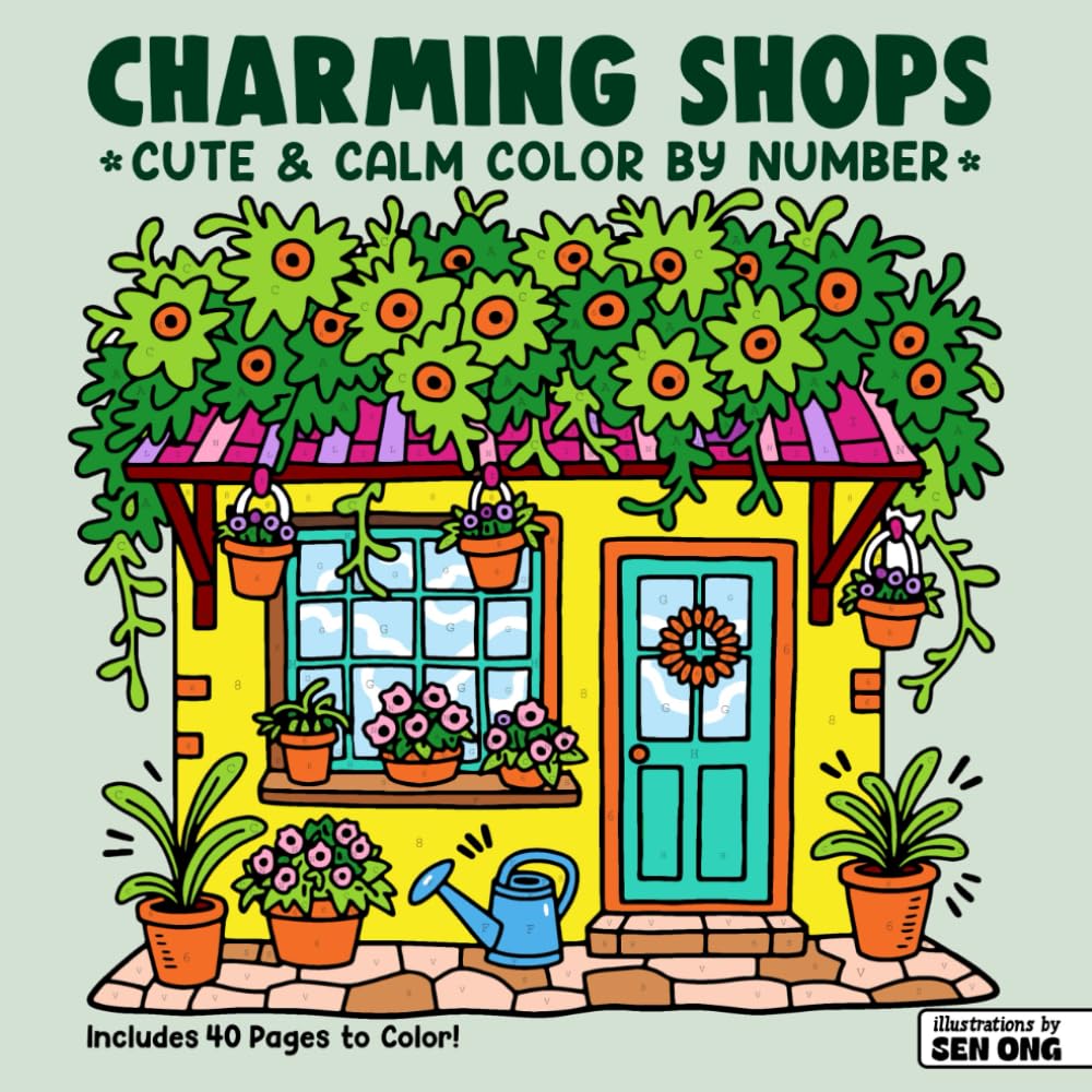 Amazon.com: Cozy Shops Cute & Calm Color By Number: Relaxing Flower ...