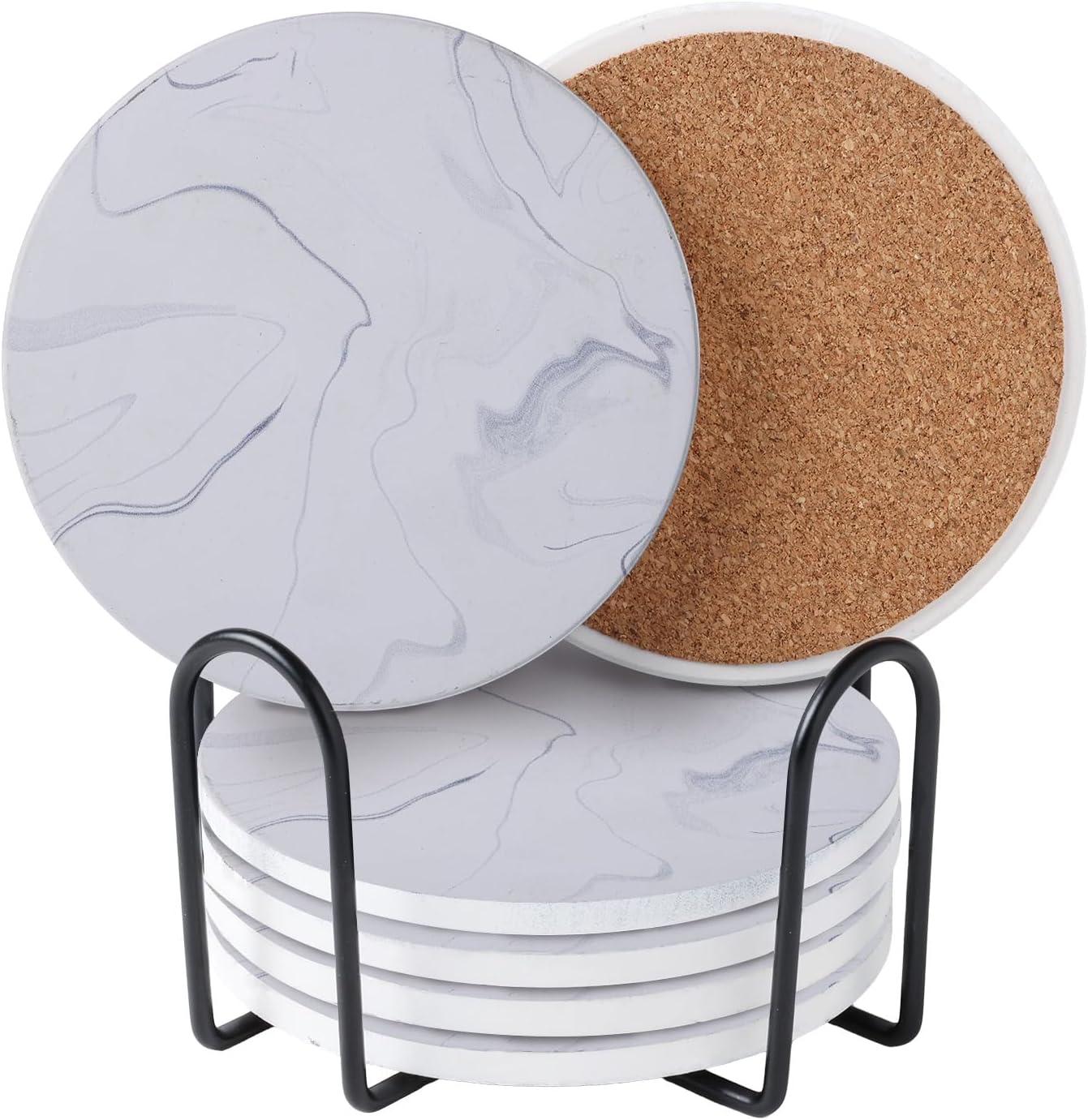 Decor & More - Ceramic Coasters with Matt Finish On Top & Cork Base ...