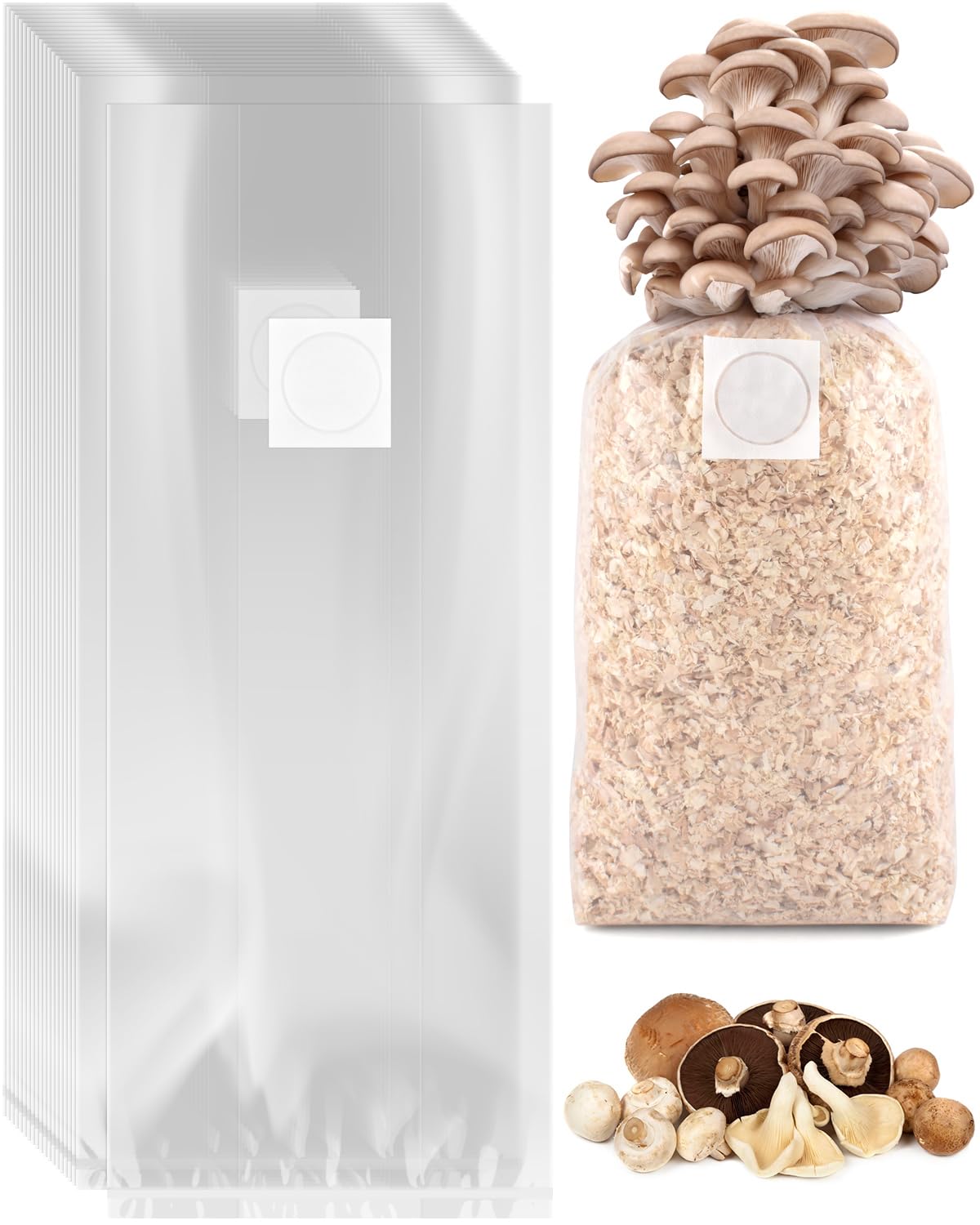 Amazon.com : 80 Pack Mushroom Grow Bags with Microporous Filter Patchs ...