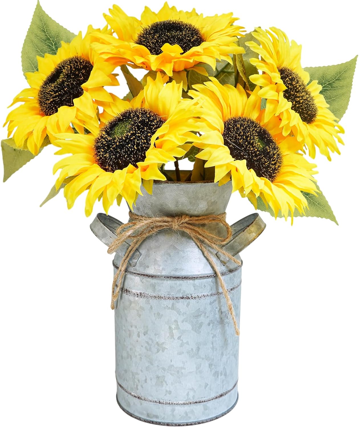Amazon.com: Winlyn Artificial Sunflowers in Rustic Galvanized Metal ...