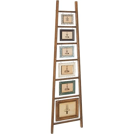 Amazon.com - Creative Co-Op Decorative Wood Ladder with 6 Hanging Photo ...