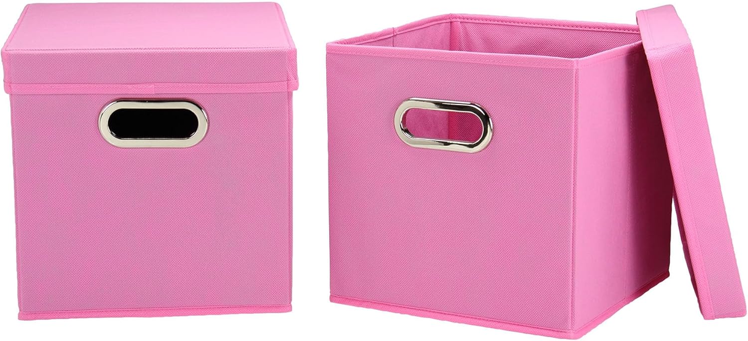 Amazon.com - Household Essentials Cube Set with Lids, Pink, 2-Pack