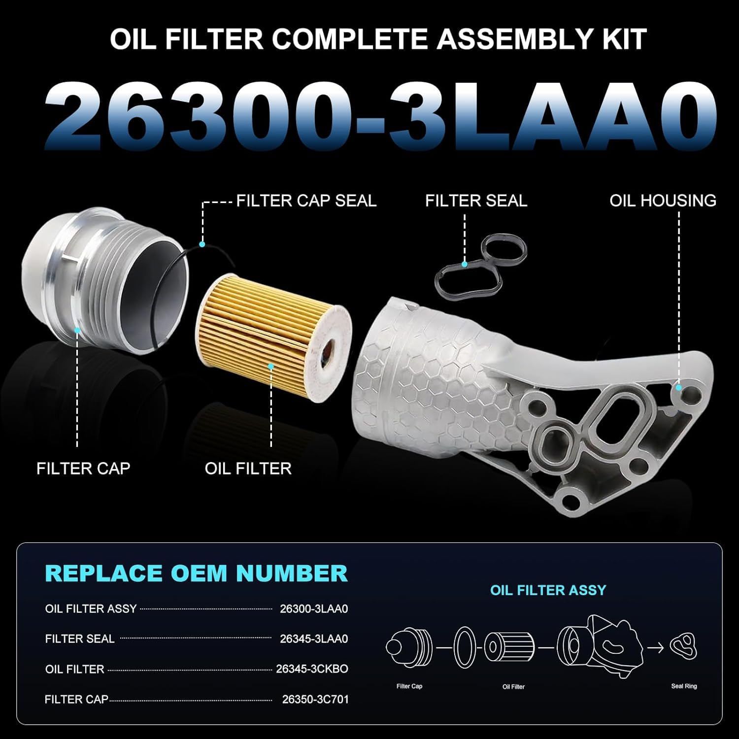Snapklik.com : 26300-3LAA0 Aluminum Oil Filter Housing Assembly Fits ...