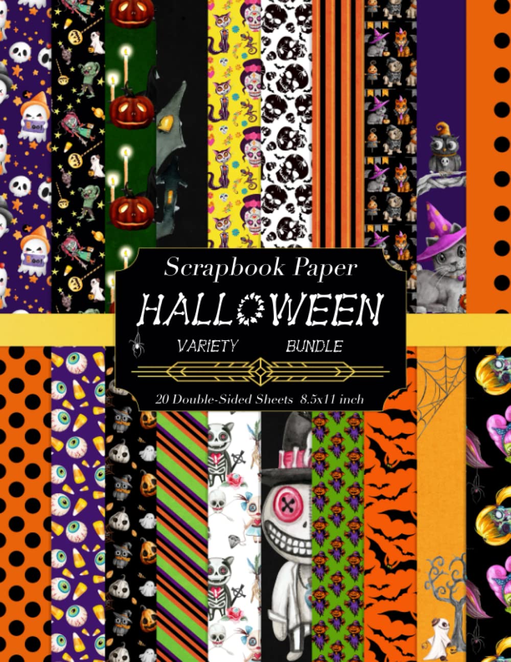 Scrapbook Paper Halloween Variety Bundle: 20 Spooky-Fun Double-Sided ...