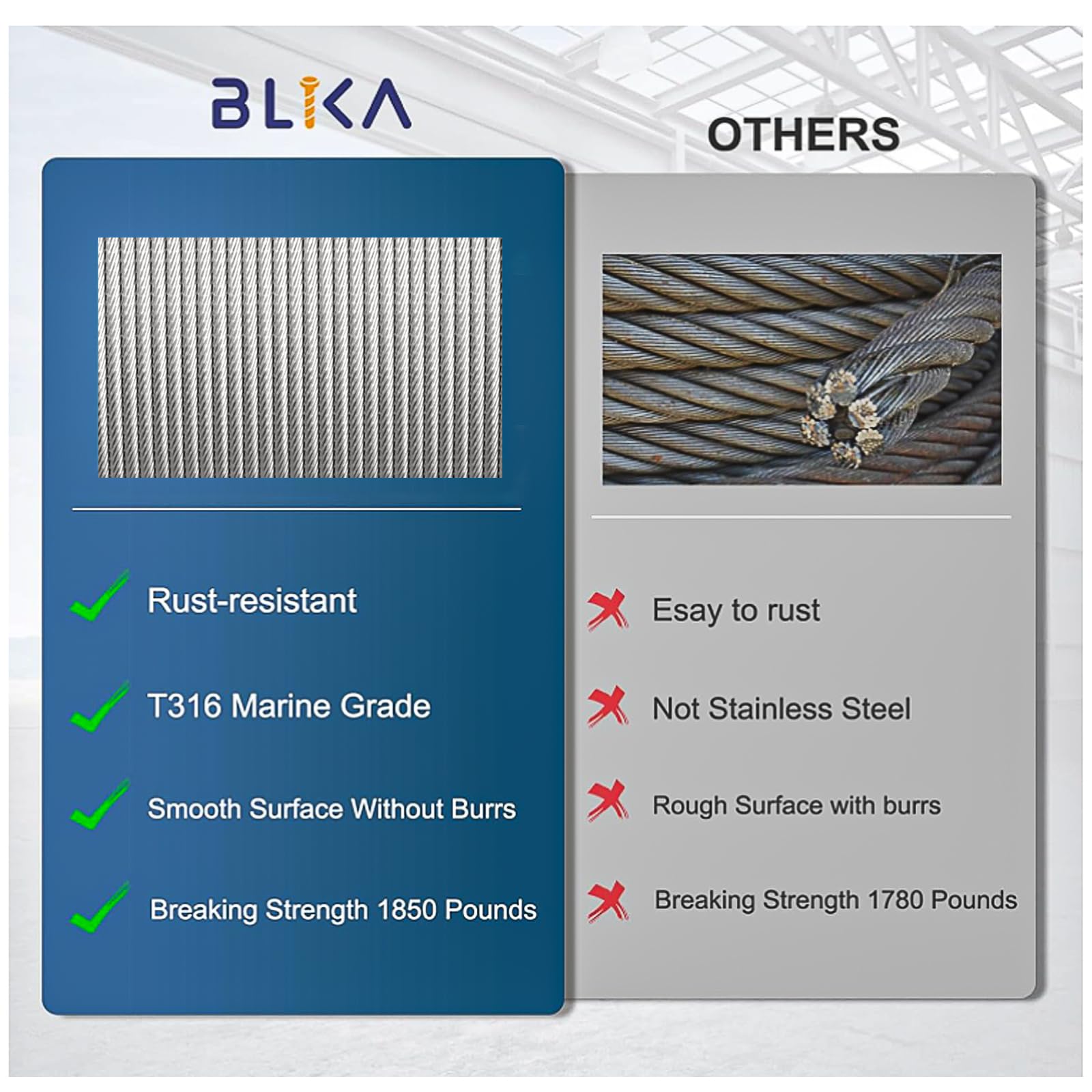 Snapklik.com : 600FT 1/8" Stainless Steel Cable, T316 Marine Grade ...