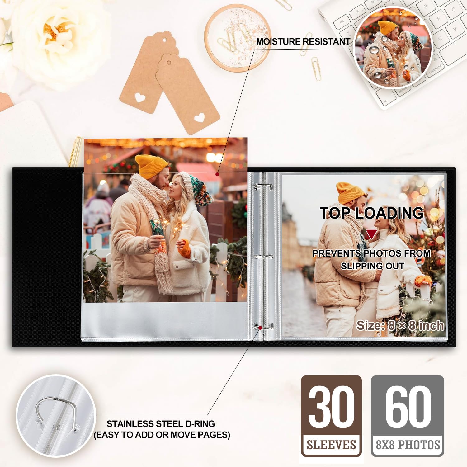Snapklik.com : Lanpn Photo Album Scrapbook 8x8, Linen Cover Wreath ...