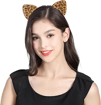 Amazon.com: THAUSDAS Black Cat Ears Headband: Leopard Cheetah Ears Headband - Furry Padded ...