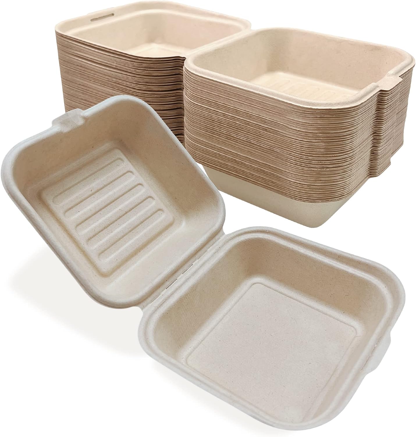Amazon.com: DISPOSABLE GREEN – Bagasse Clamshell Food Containers ...