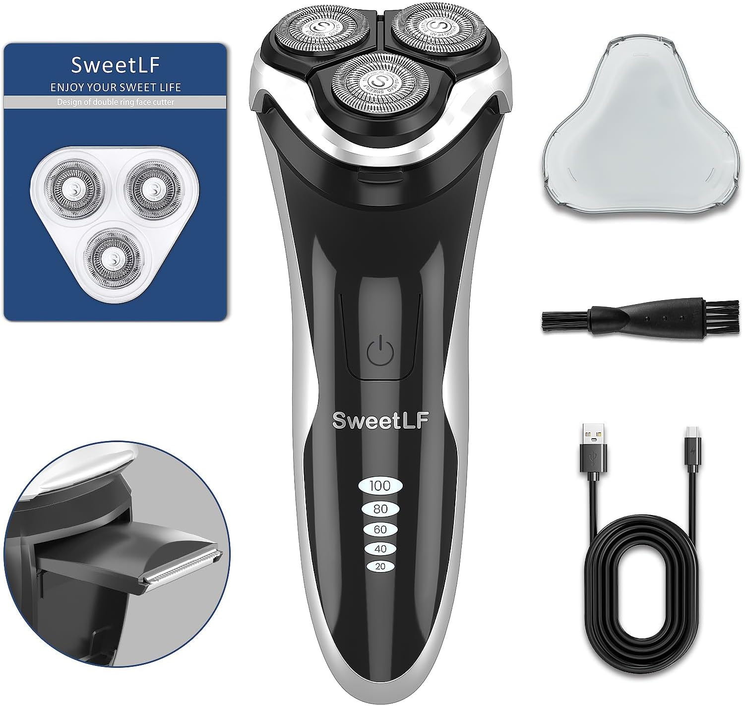 Amazon.com: SweetLF Electric Razor for Men, 3 Blades, IPX7 Waterproof ...