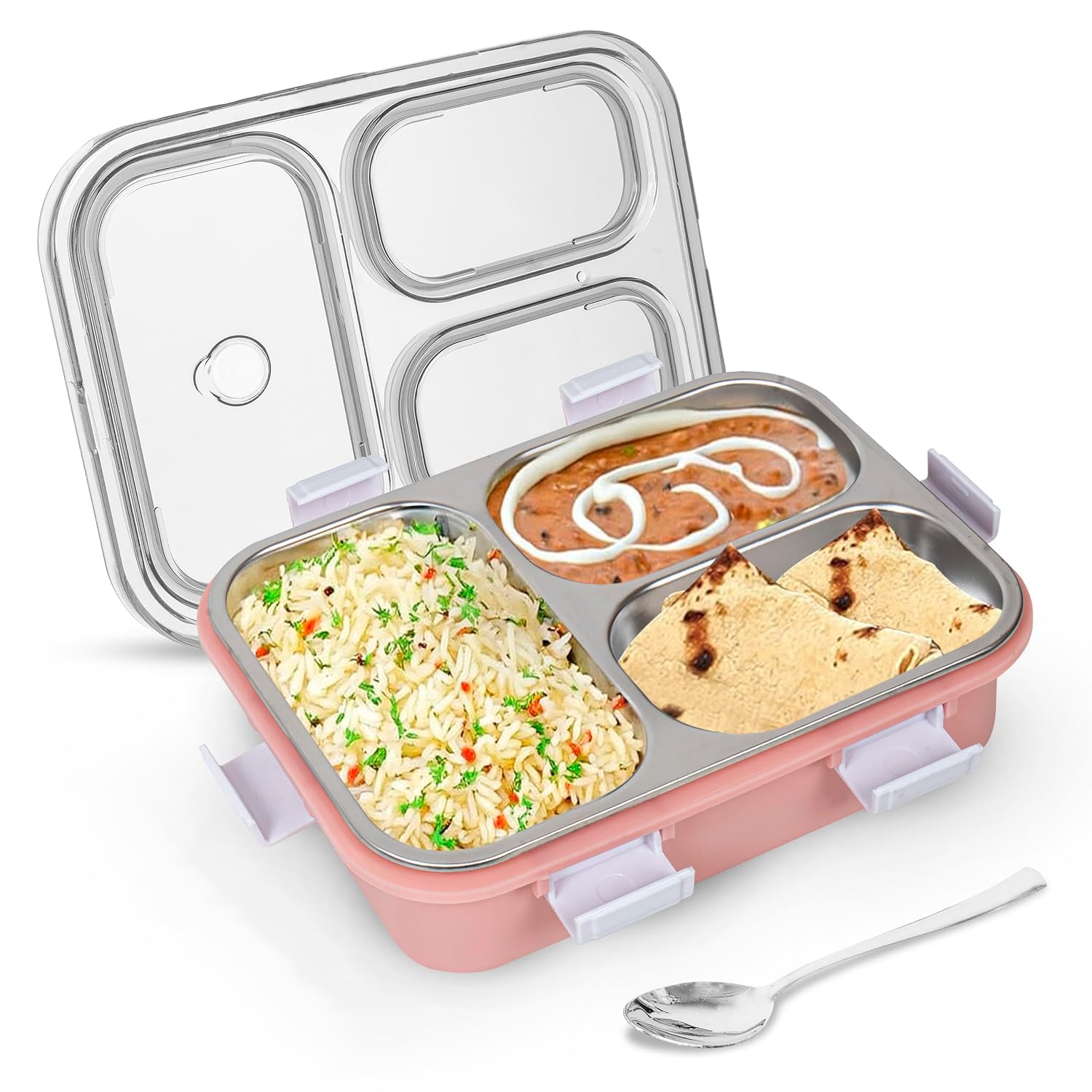 Buy Darkpyro 3 Compartment Stainless Steel Lunch Box, Leakage Proof ...