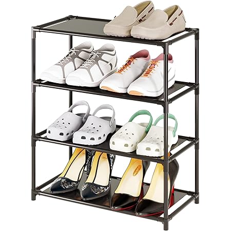 Amazon.com: Vockot Small Shoe Rack 6-8 Pairs Sturdy Shoe Shelf 4-Tiers ...