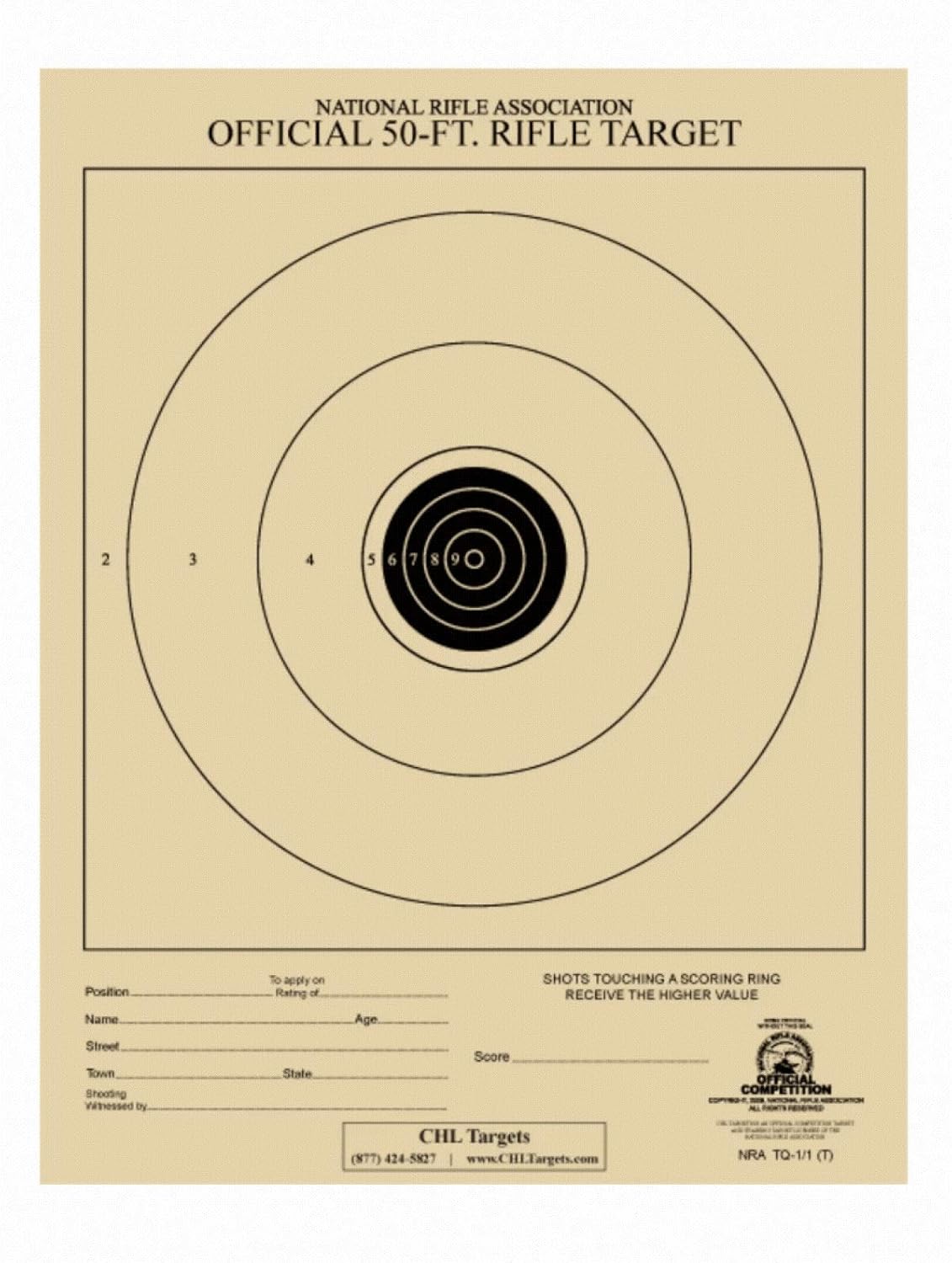 Amazon.com : Official NRA Shooting Paper Target, TQ 1/1 Paper Shooting ...