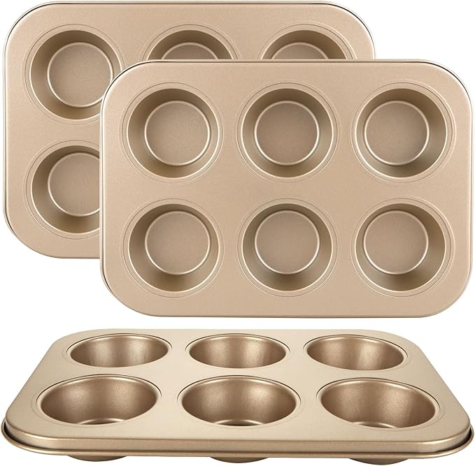 Amazon.com: LDHHYH 3 Pack Muffin Pan 6 Cups, Nonstick Cupcake Pan for ...