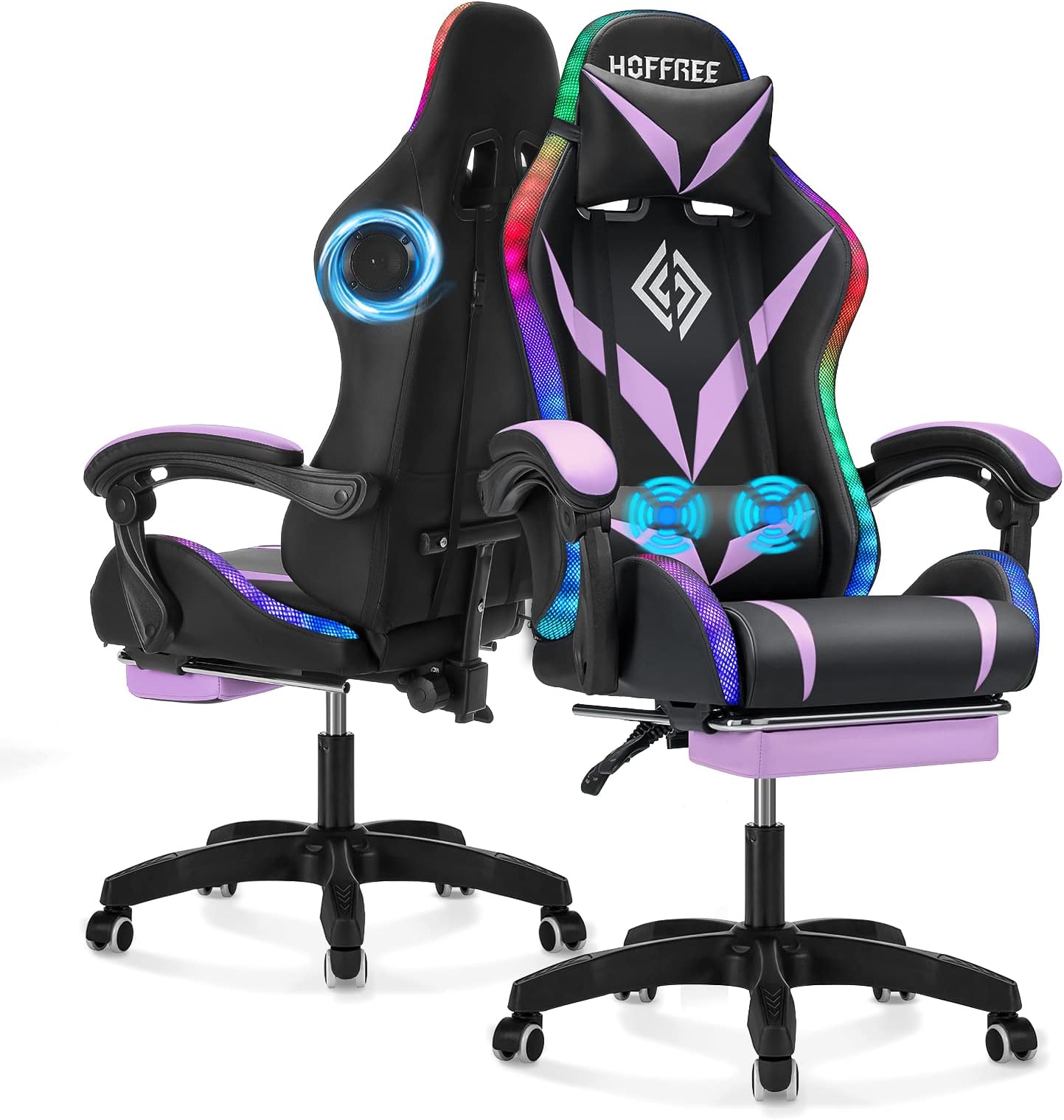 Amazon.com: Massage Gaming Chair with Bluetooth Speakers and RGB LED ...