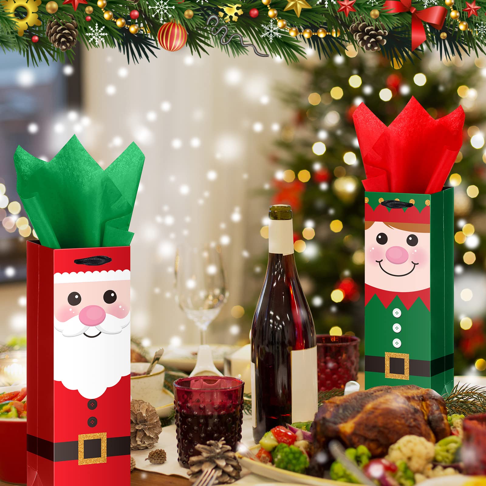 Christmas Party Favors 12 Pieces Christmas Wine Bottle Gift Bags ...