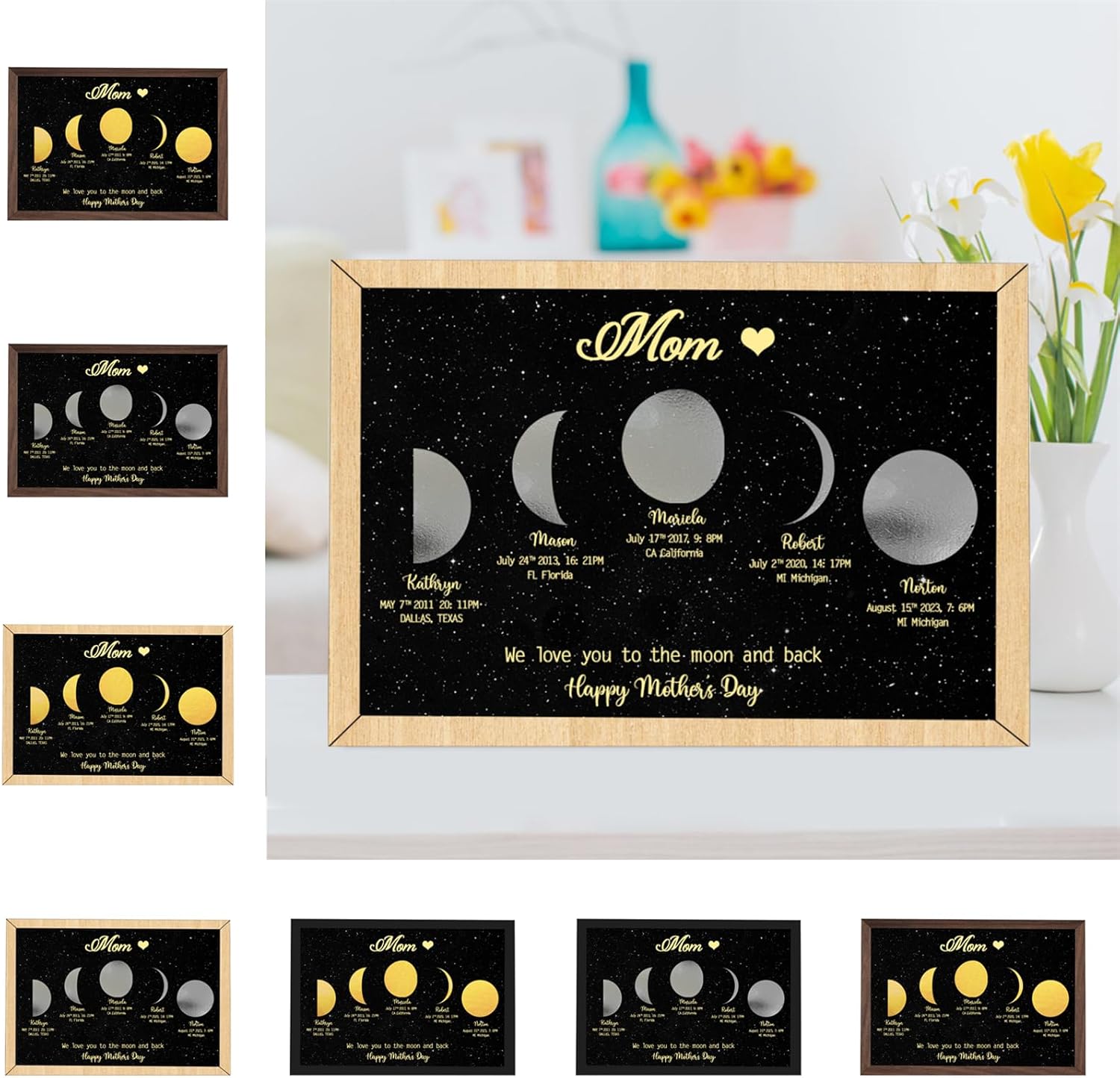 Amazon.com: Dertacoa Personalized Moon Phase Frame Mother's Day Gift ...