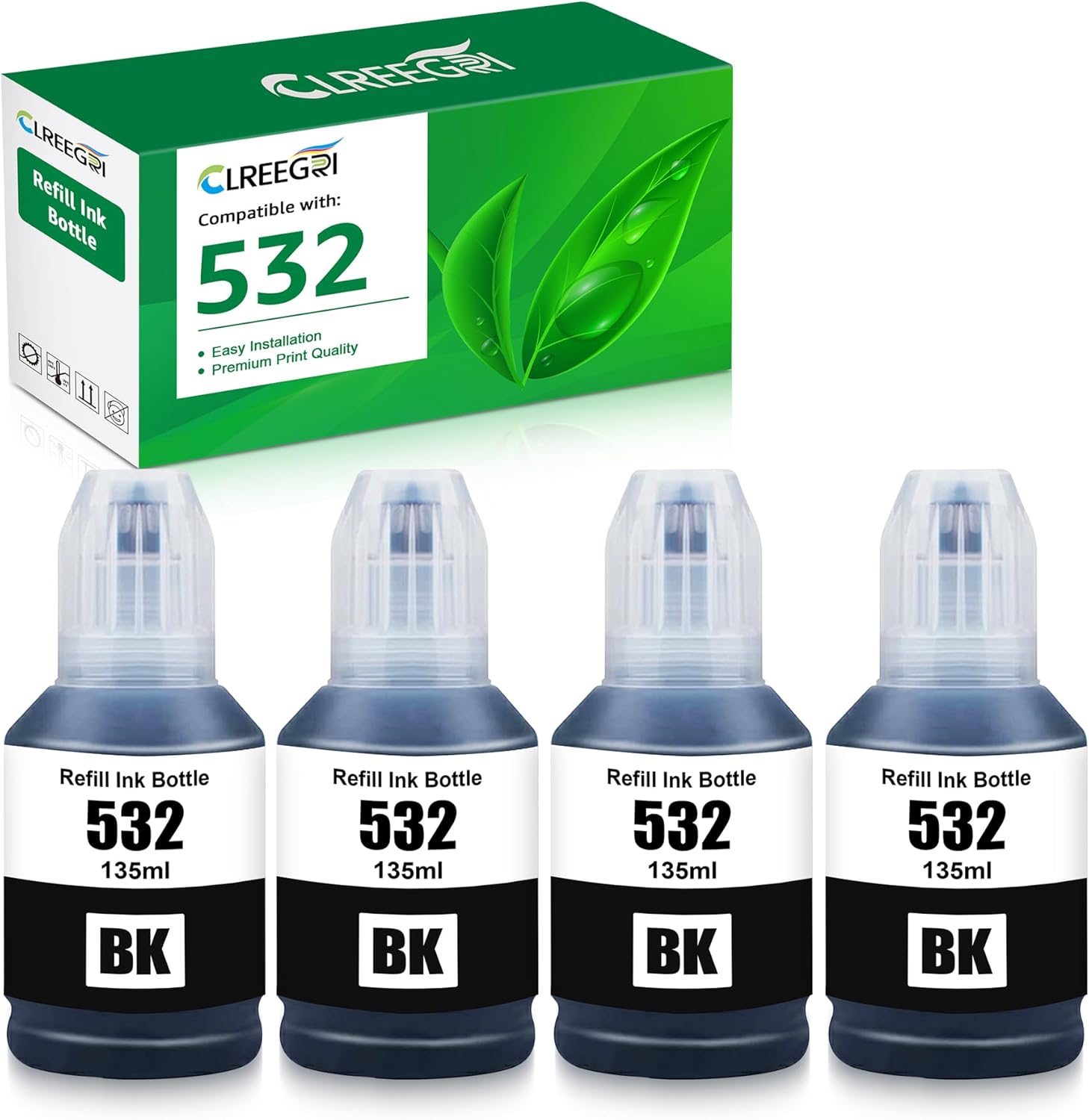 Amazon.com: CLREEGRI Compatible 532 Ink Bottle Replacement for T532 EcoTank Ink Cartridge Used ...