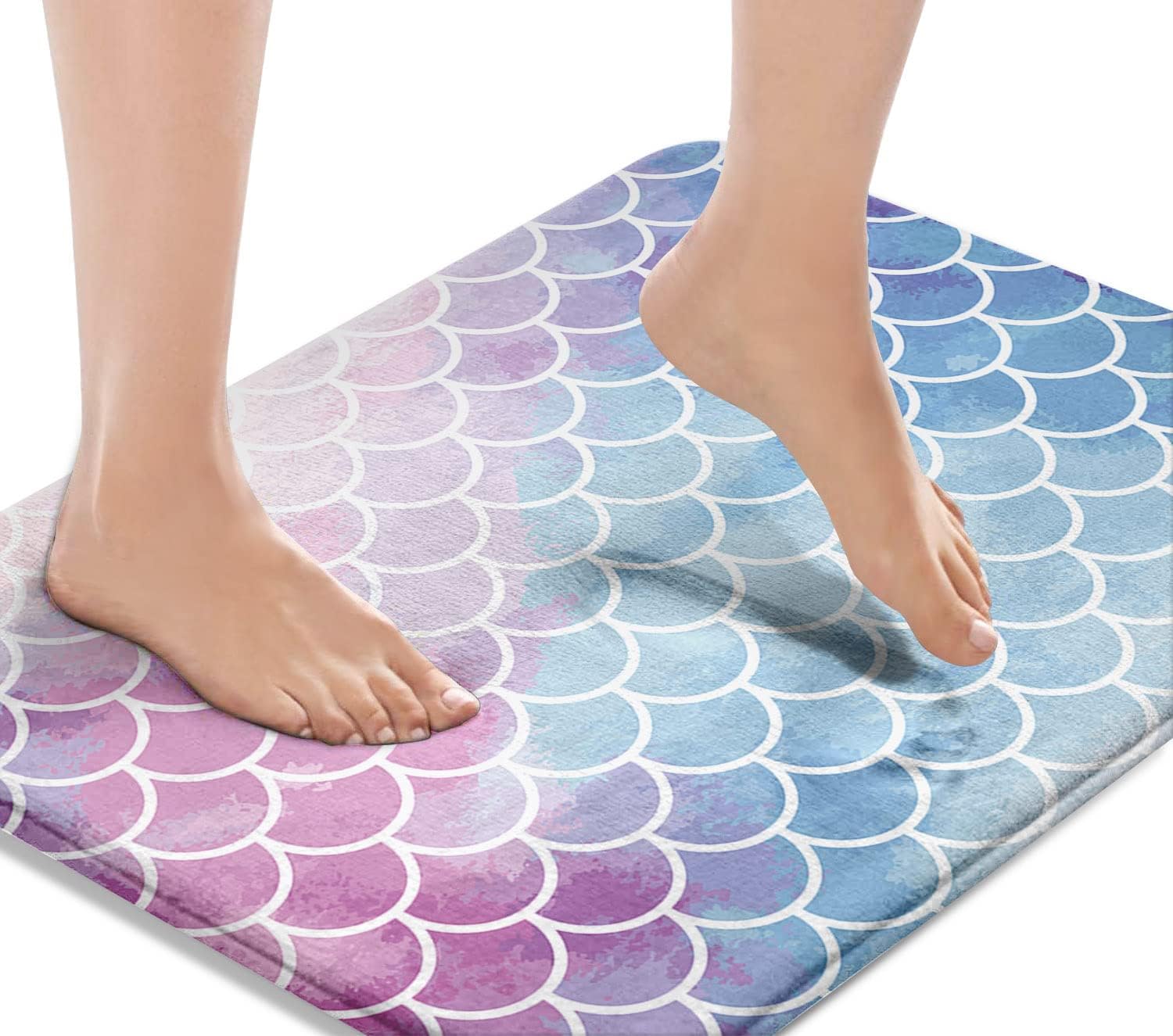 Amazon.com: Britimes Purple Pink Gradient Bath Mat,Mermaid Scale ...